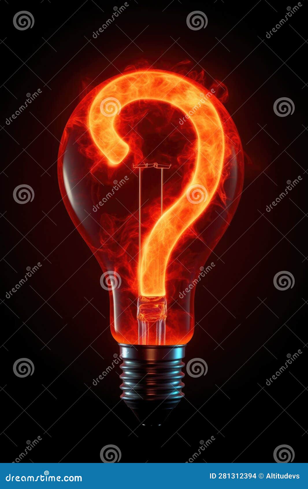 Light Bulb with Question Mark Design Glowing Stock Illustration ...
