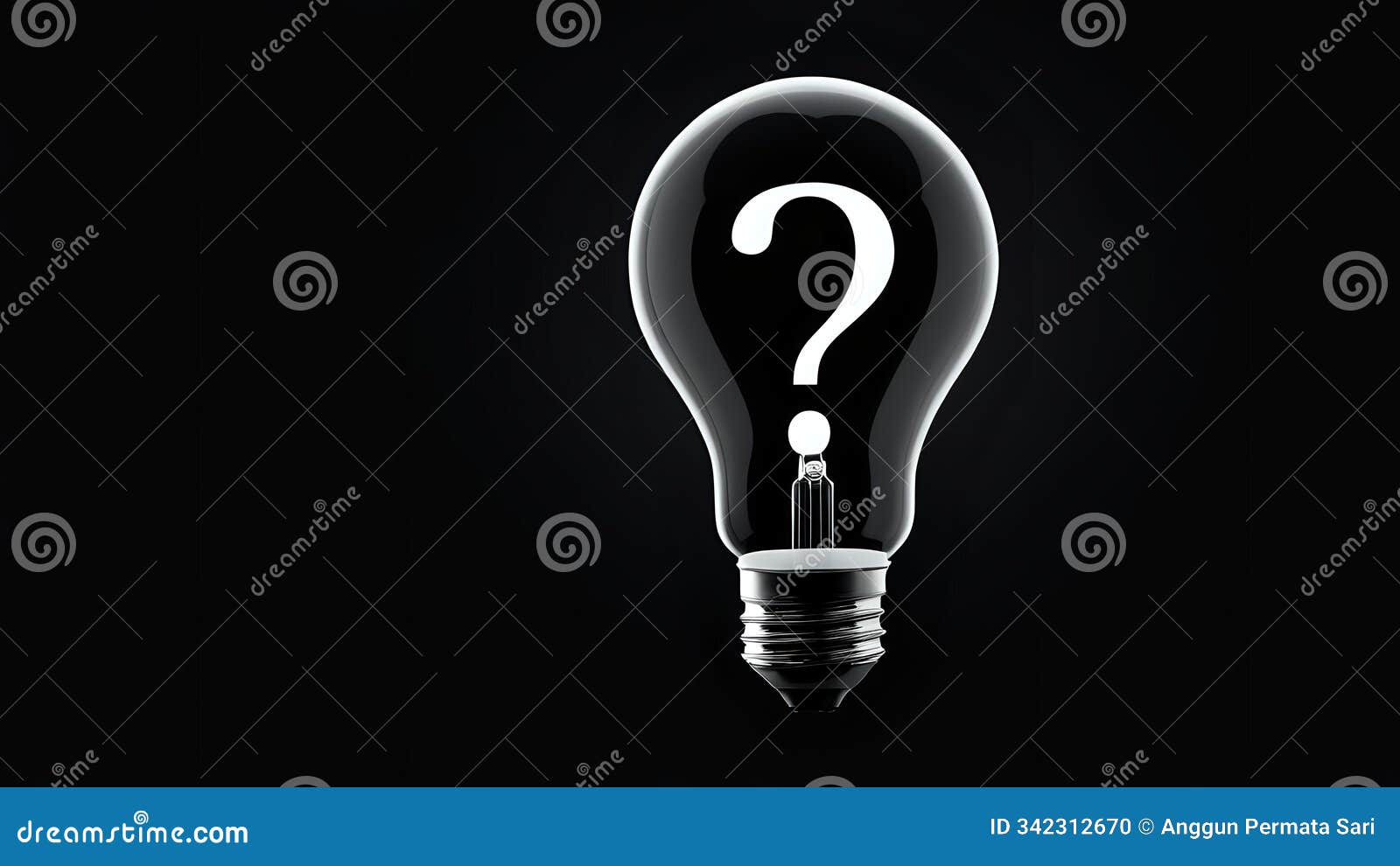 Light Bulb with Question Mark Inside Against Black Background ...