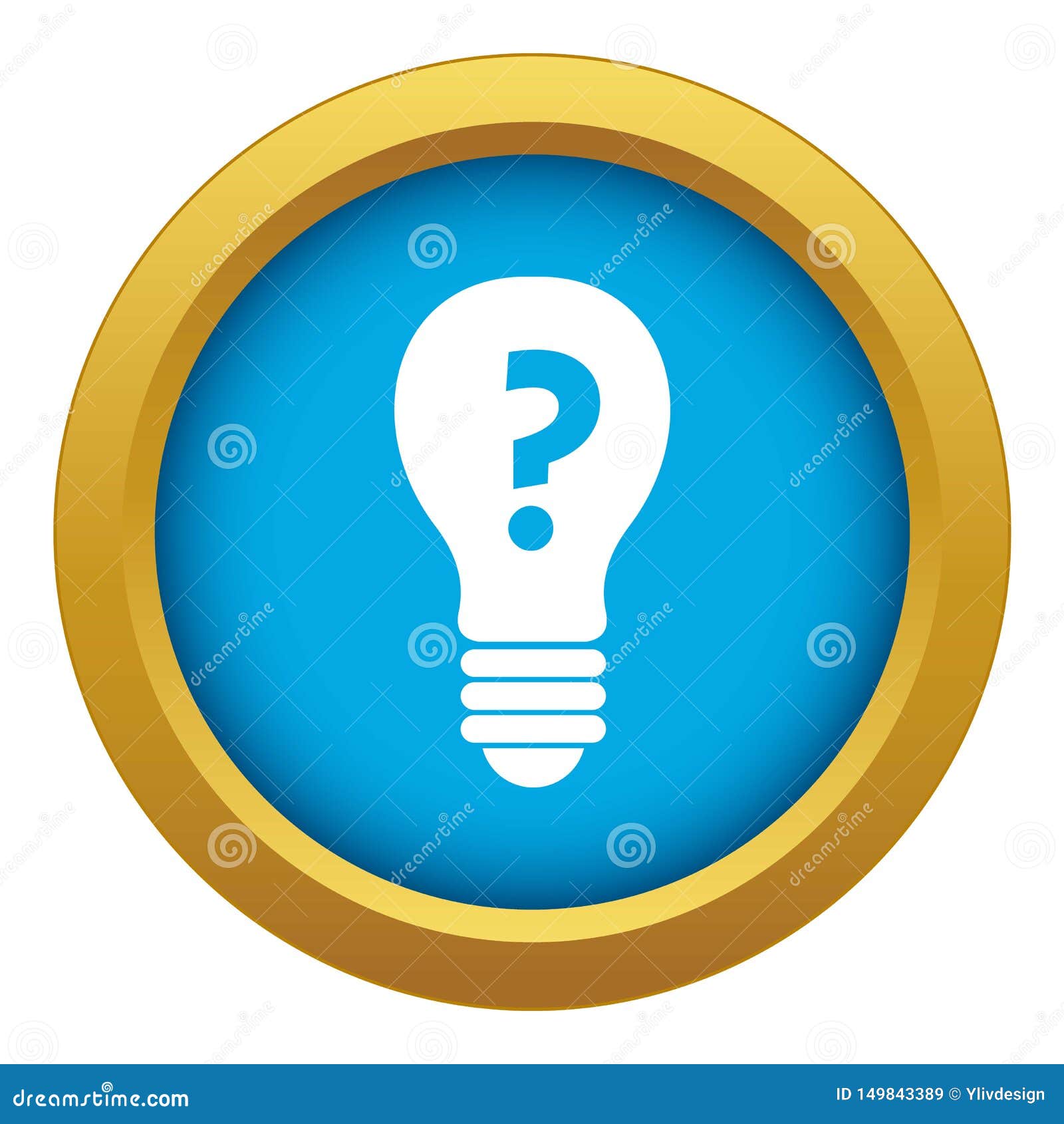 Light Bulb with Question Mark Inside Icon Blue Vector Isolated Stock ...