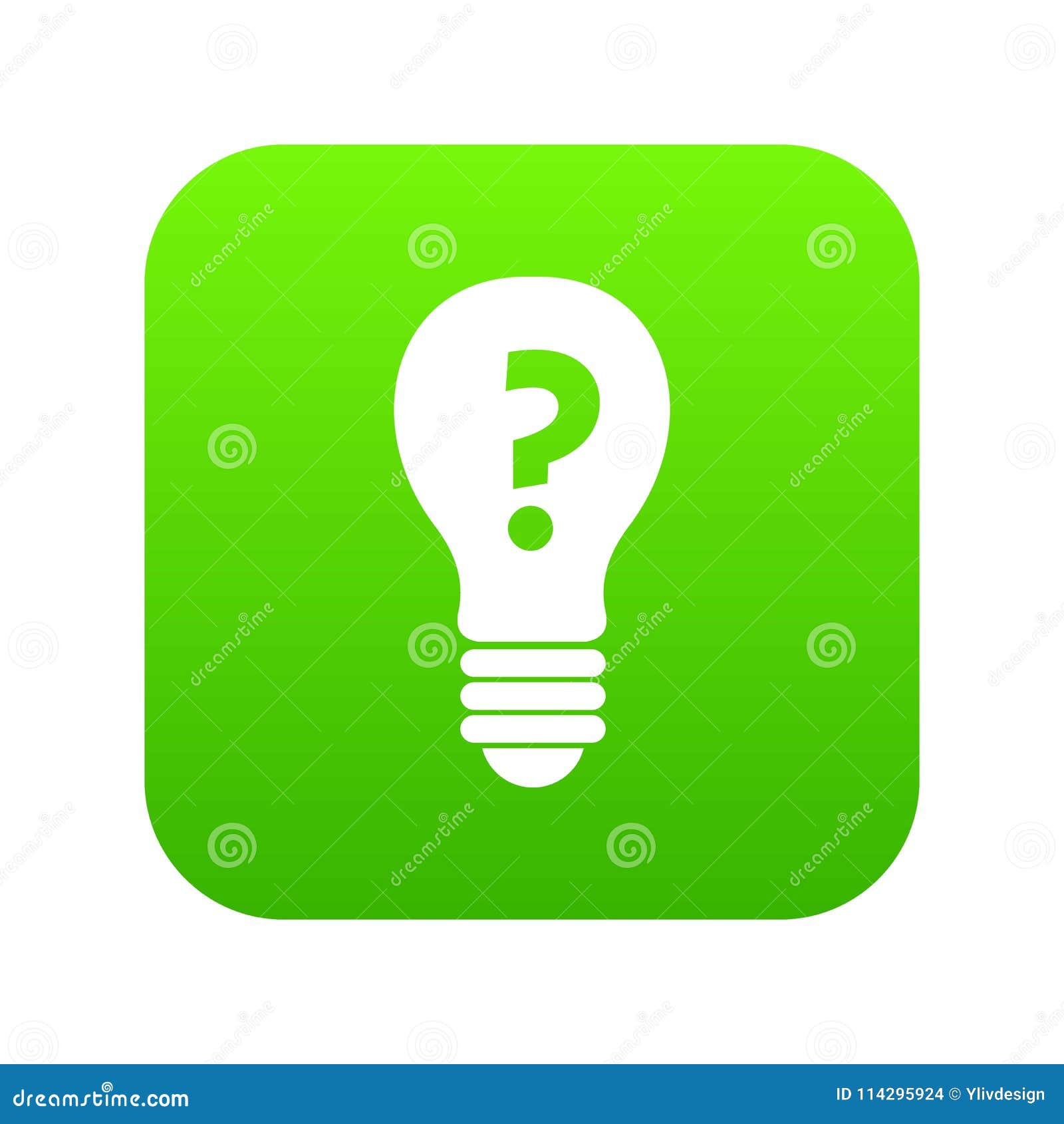 Light Bulb with Question Mark Inside Icon Digital Green Stock Vector ...