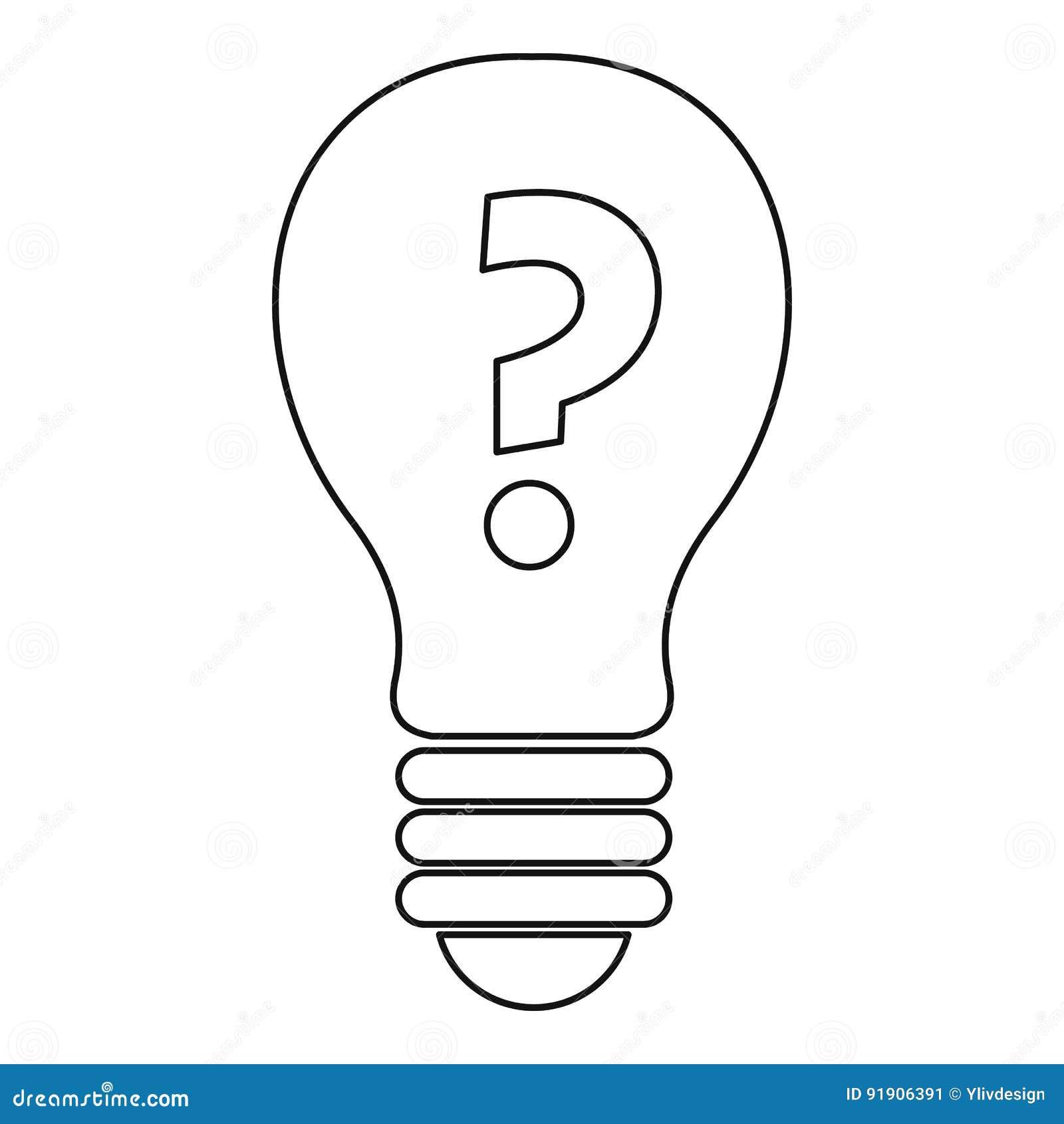 Light Bulb with Question Mark Inside Icon Outline Stock Vector ...