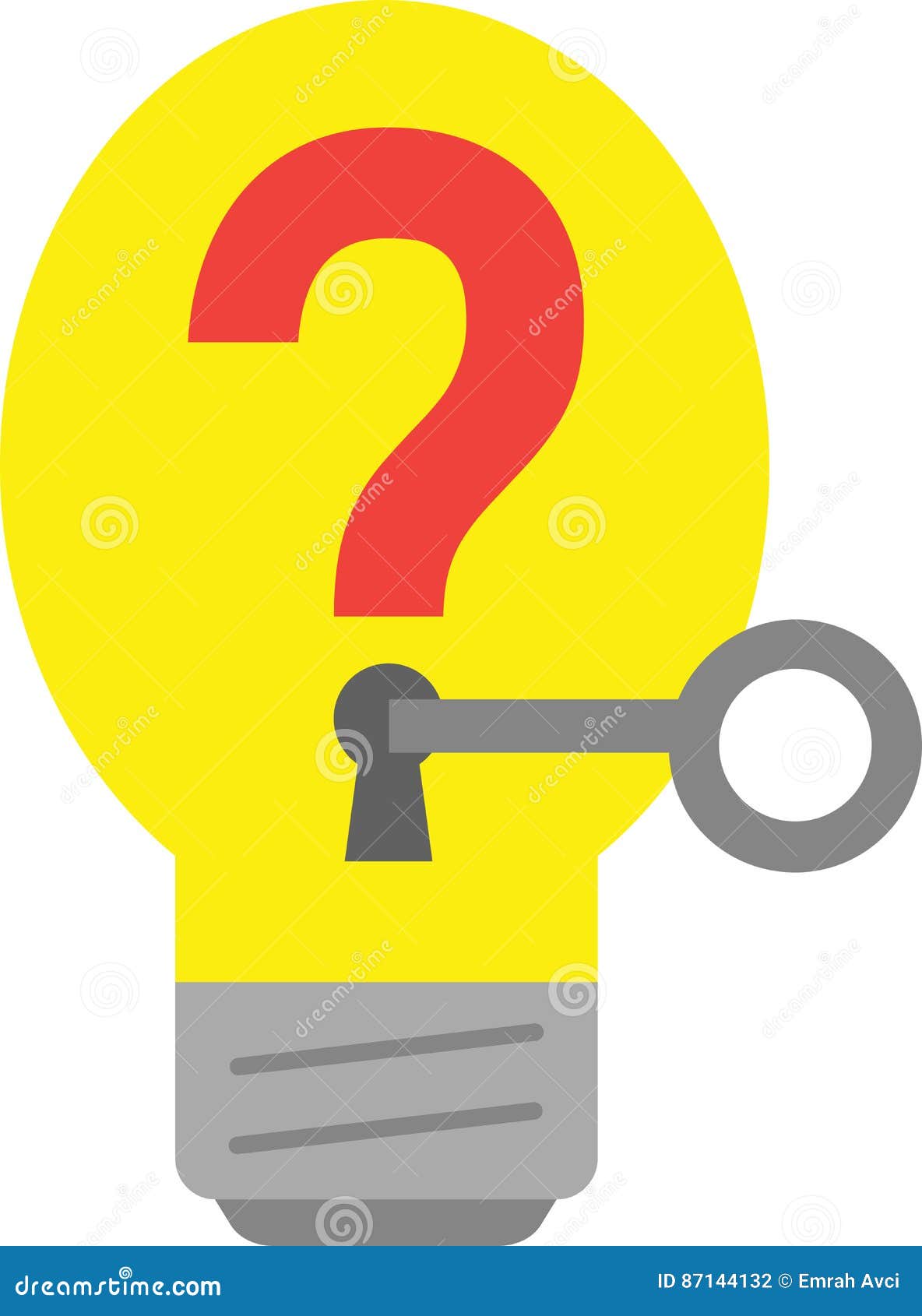 Light Bulb with Question Mark and Key. Stock Vector - Illustration of ...