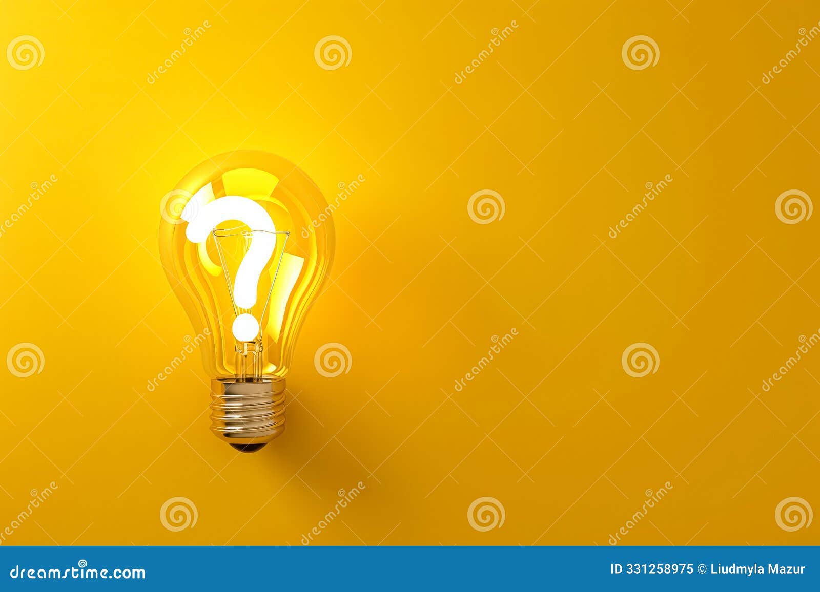 A Light Bulb with a Question Mark on it is Lit Up on a Yellow ...