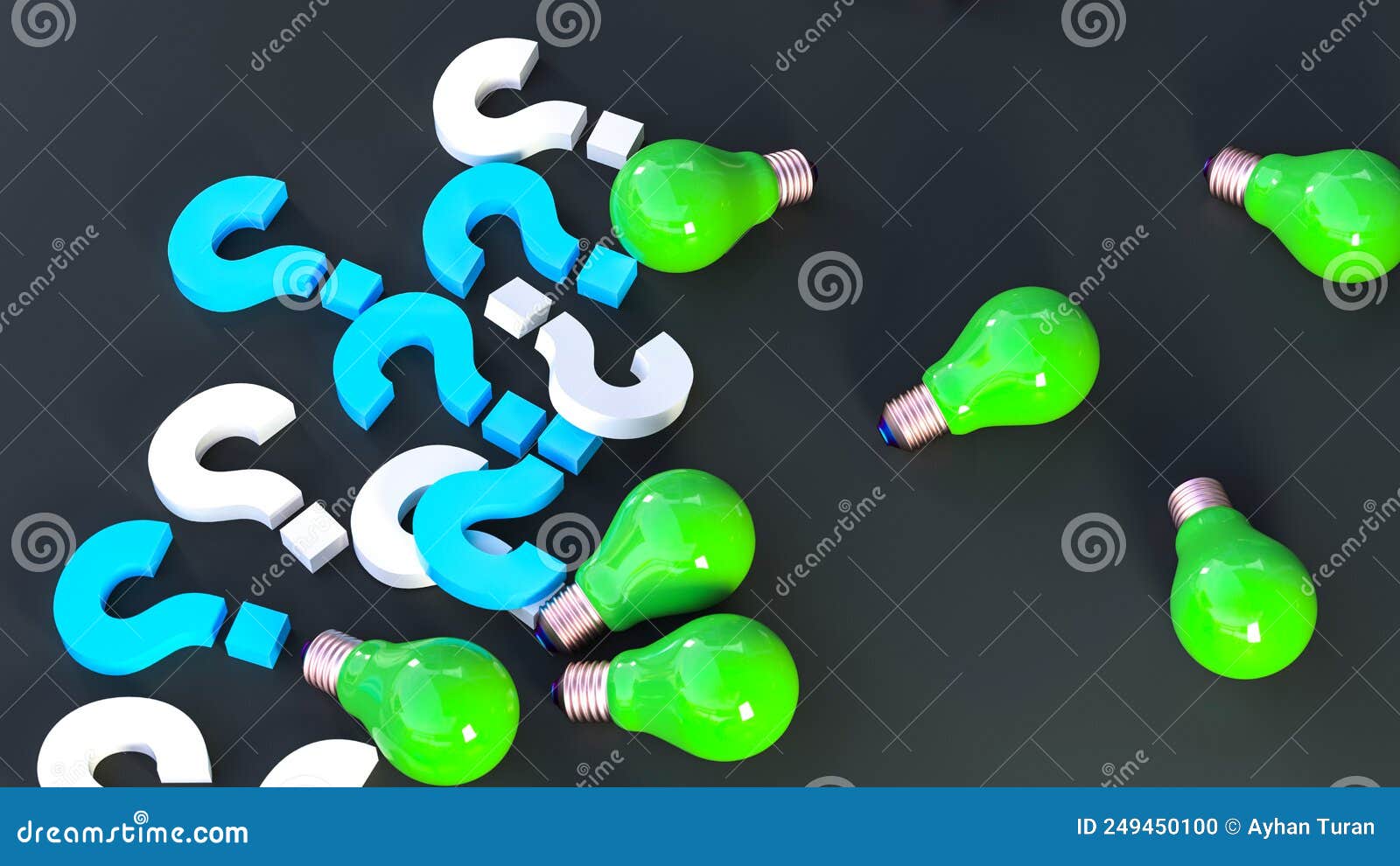 Light Bulb and Question Marks Idea Concept . Stock Photo - Image of ...