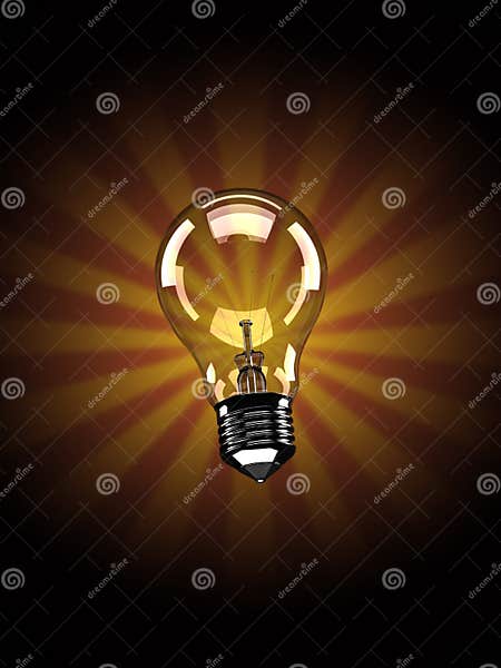 Light Bulb on Rays Background Stock Illustration - Illustration of beam ...