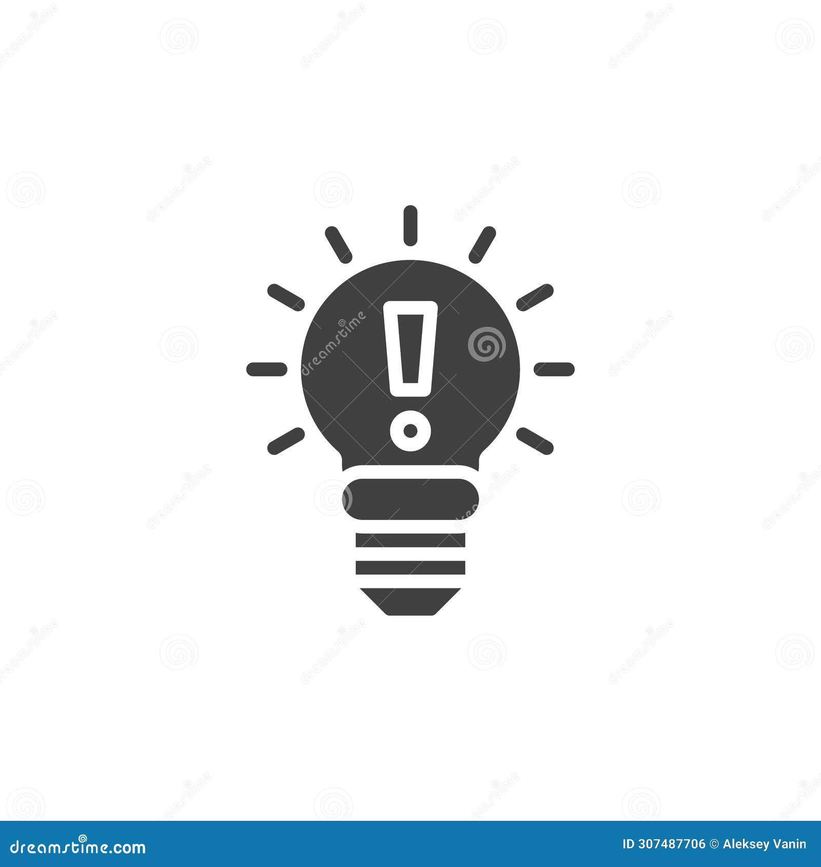 Light Bulb with Rays and Exclamation Mark Vector Icon Stock Vector ...