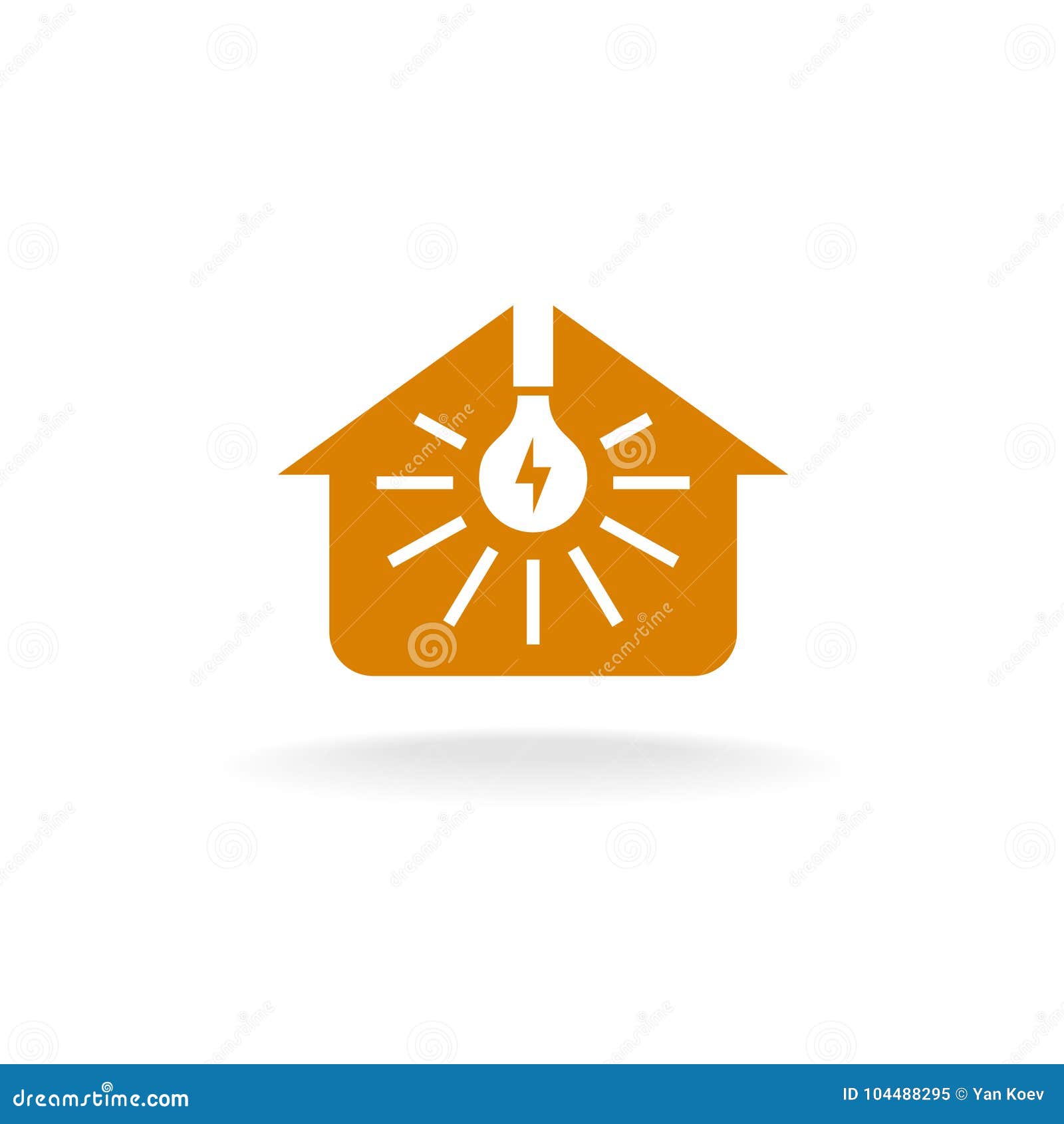 Light Bulb with Rays Inside of a House Silhouette Logo. Stock Vector ...