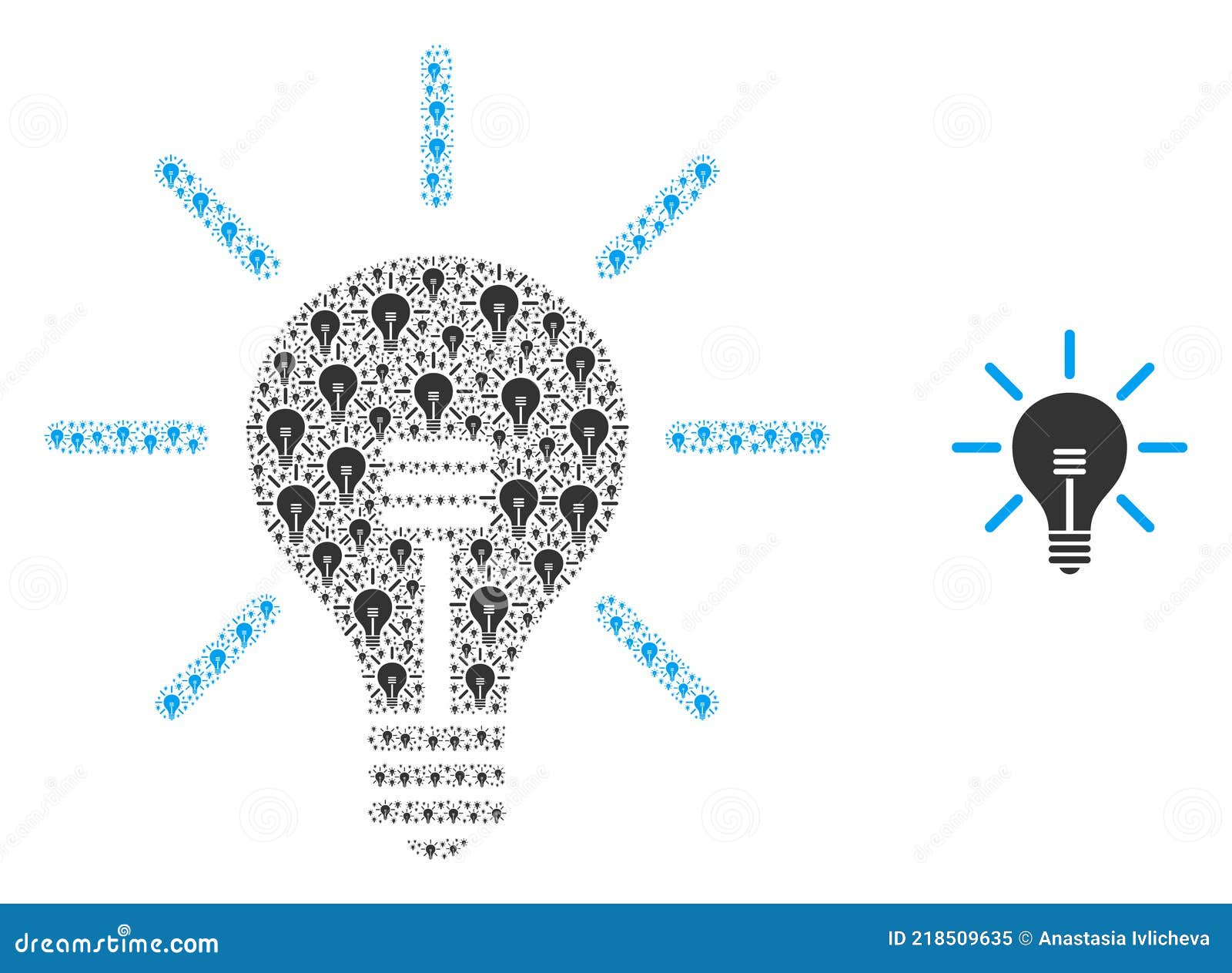 Light Bulb Recursion Icon Collage Stock Vector - Illustration of ...