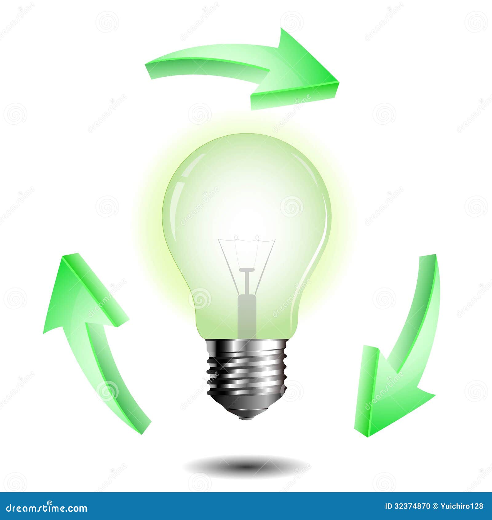Light Bulb with Recycle Sign Stock Illustration - Illustration of arrow ...
