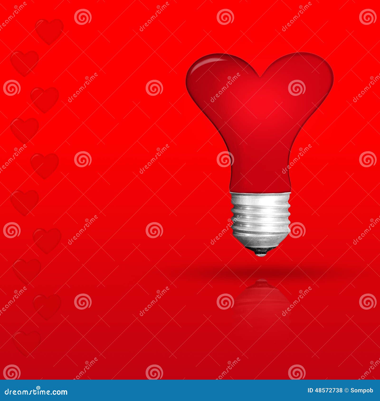 Light Bulb Red Love Heart , Realistic Photo Image on Stock Illustration ...