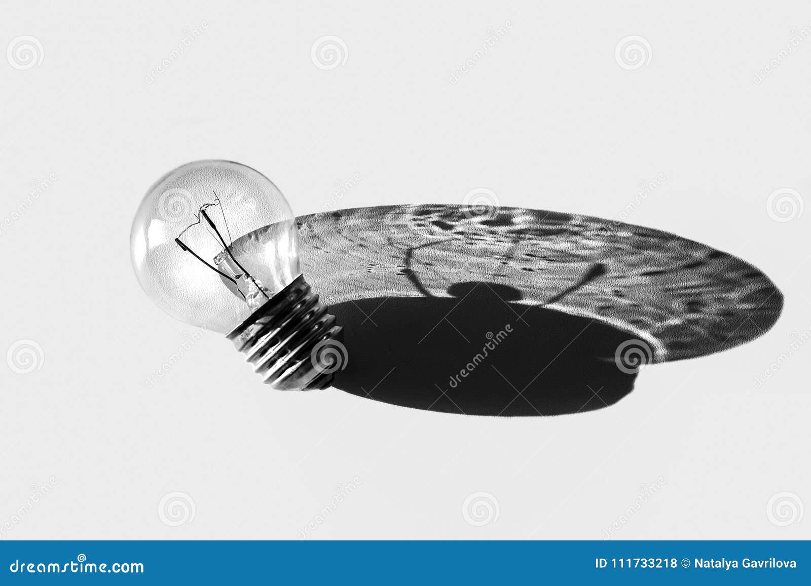 Light Bulb with Reflection, Black and White Photo Stock Photo - Image ...