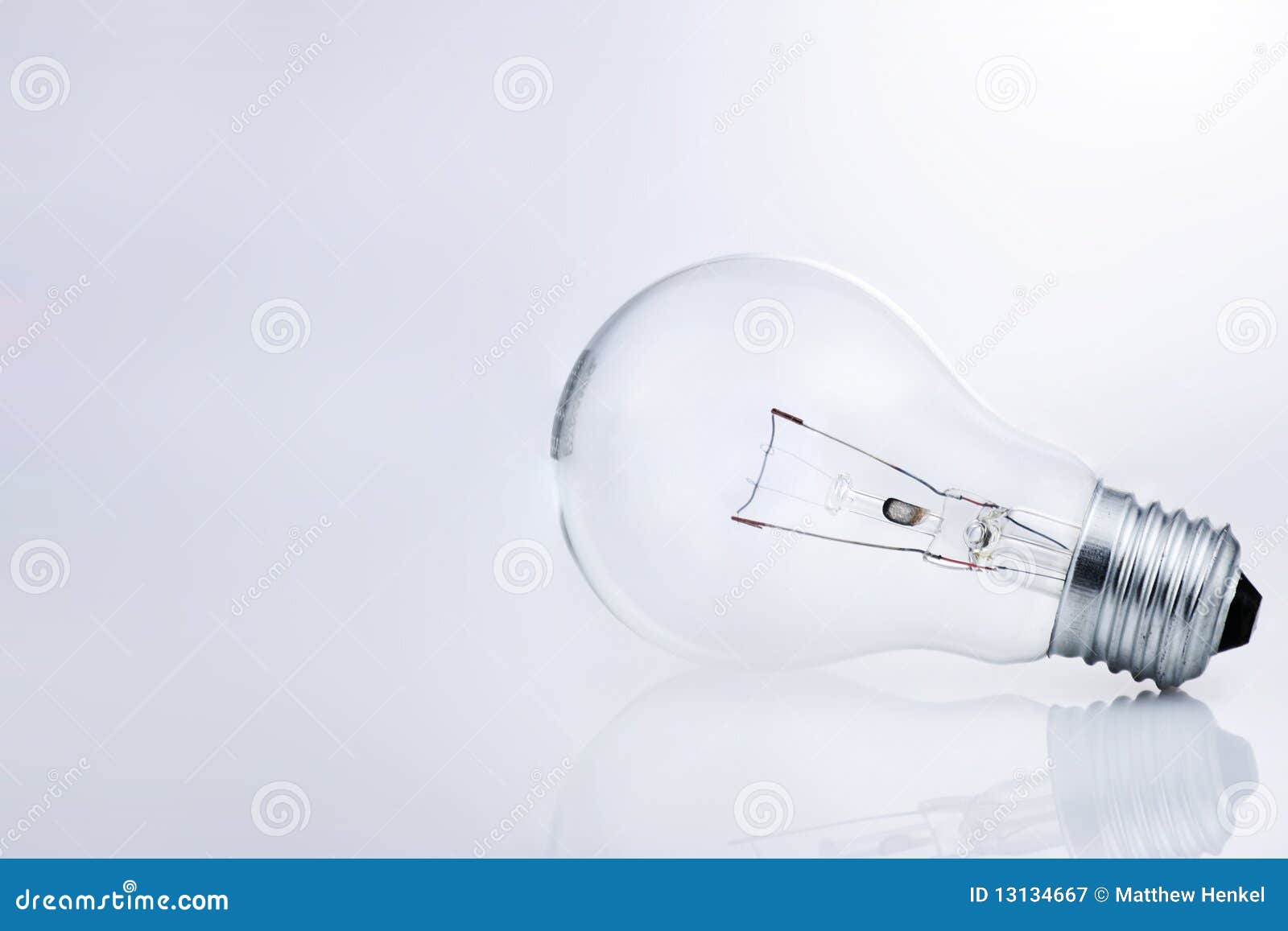 Light Bulb with Reflection on White. Stock Image - Image of power ...