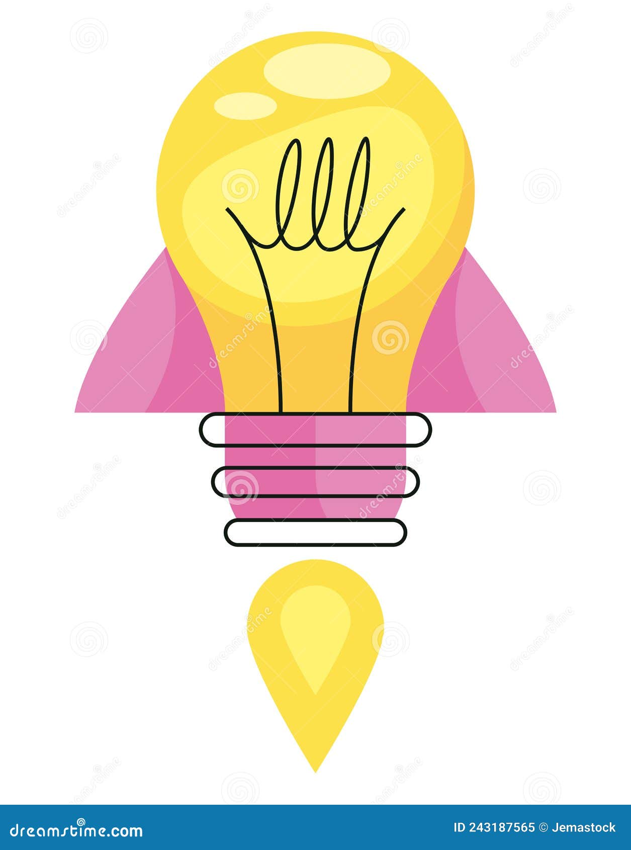 Light bulb with rocket stock vector. Illustration of bulb - 243187565