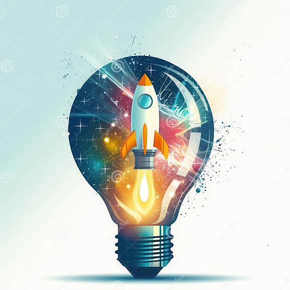 A Light Bulb with a Rocket Inside, Symbolizing Ambition and Goals Stock ...