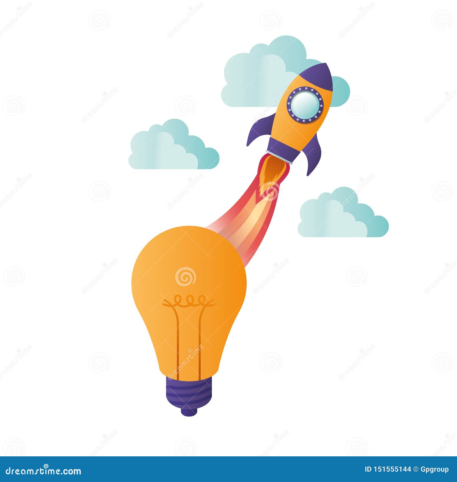 Light Bulb with Rocket Isolated Icon Stock Vector - Illustration of ...