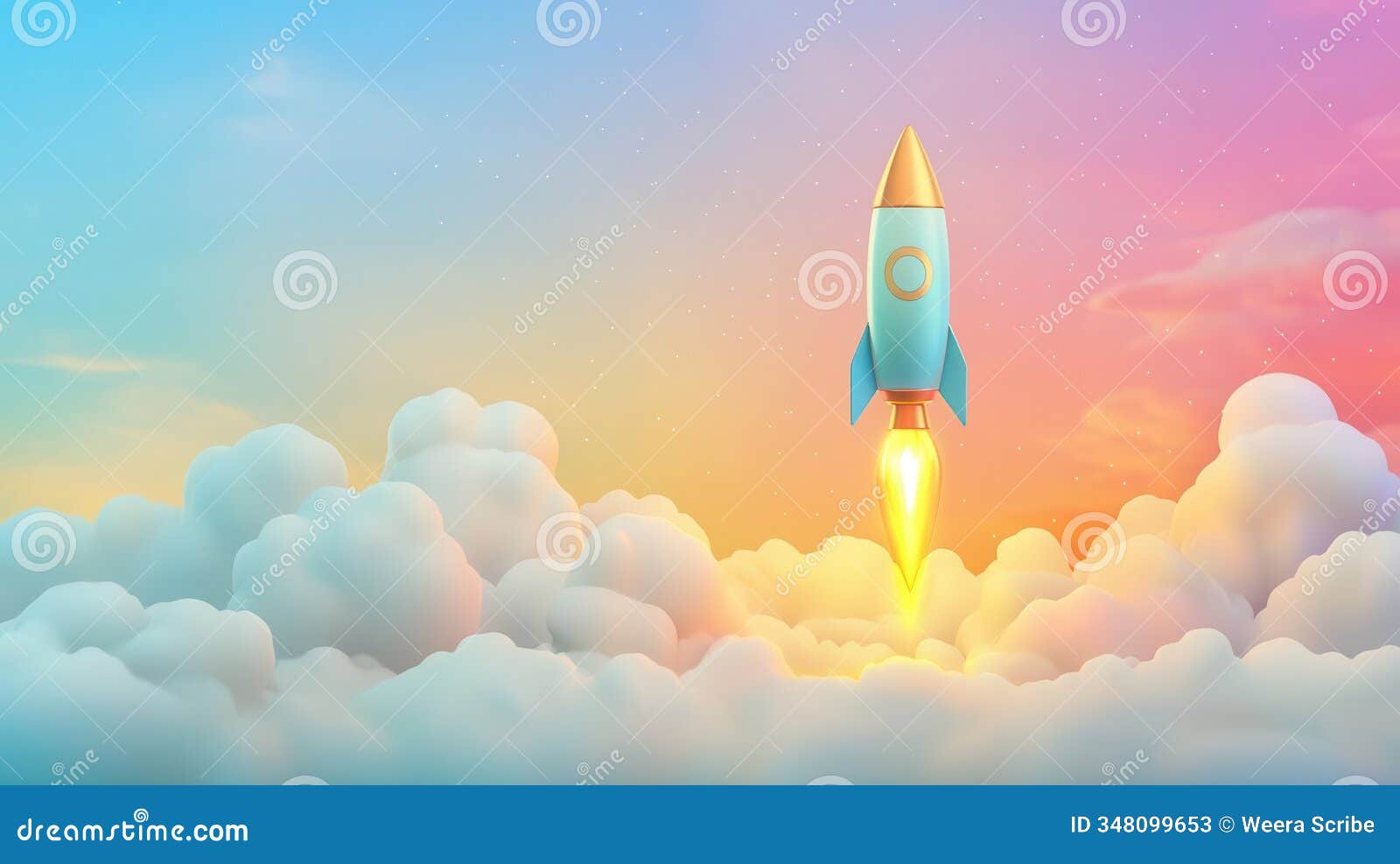 Light Bulb Rocket Reaching a Glowing Target in the Sky, Symbolizing ...