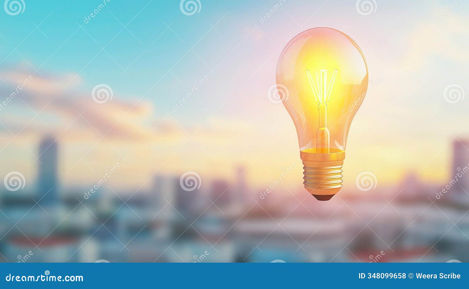 Light Bulb Rocket Soaring Over a Cityscape, Symbolizing Innovation ...