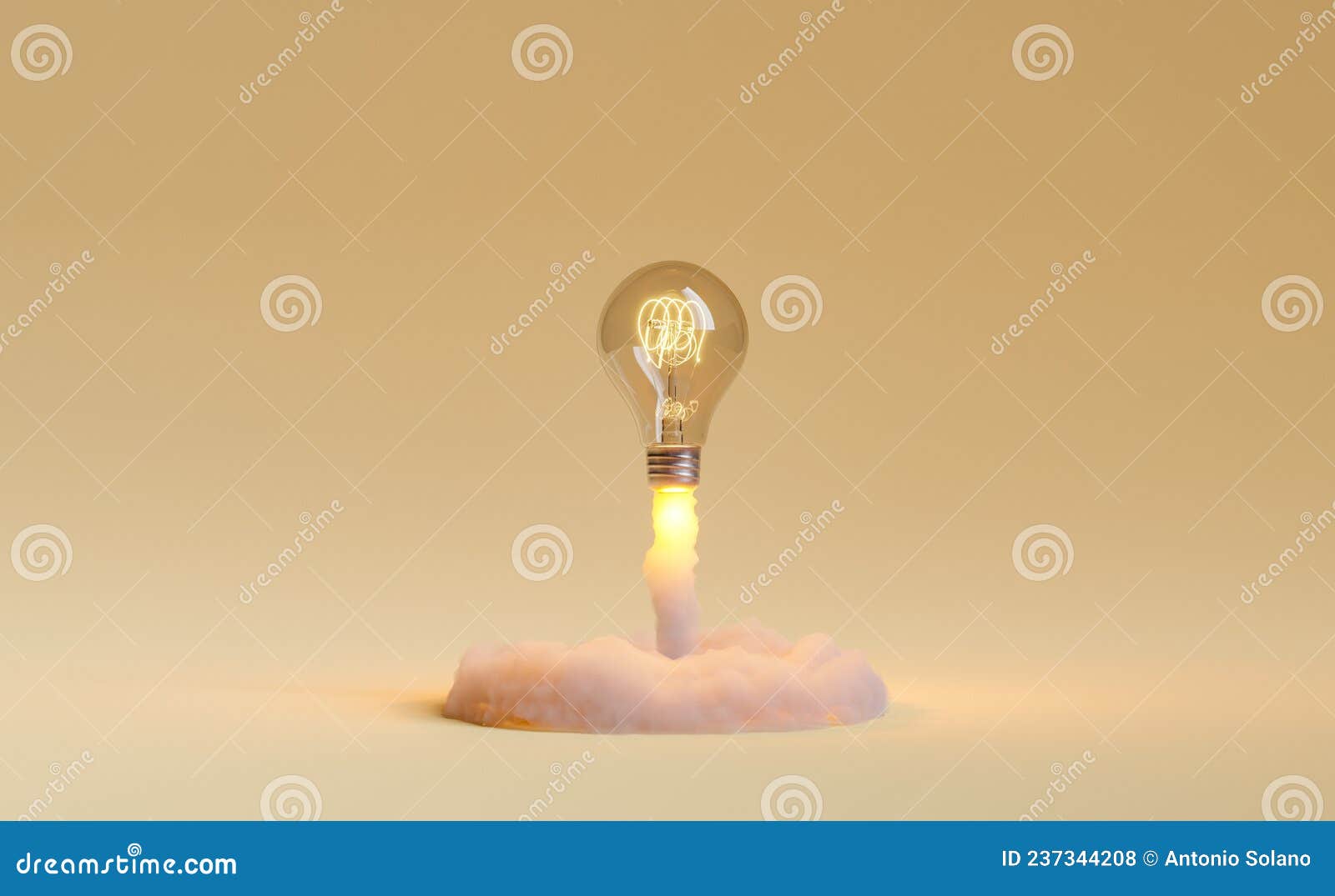 Light Bulb Rocket Taking Off Stock Illustration - Illustration of ...