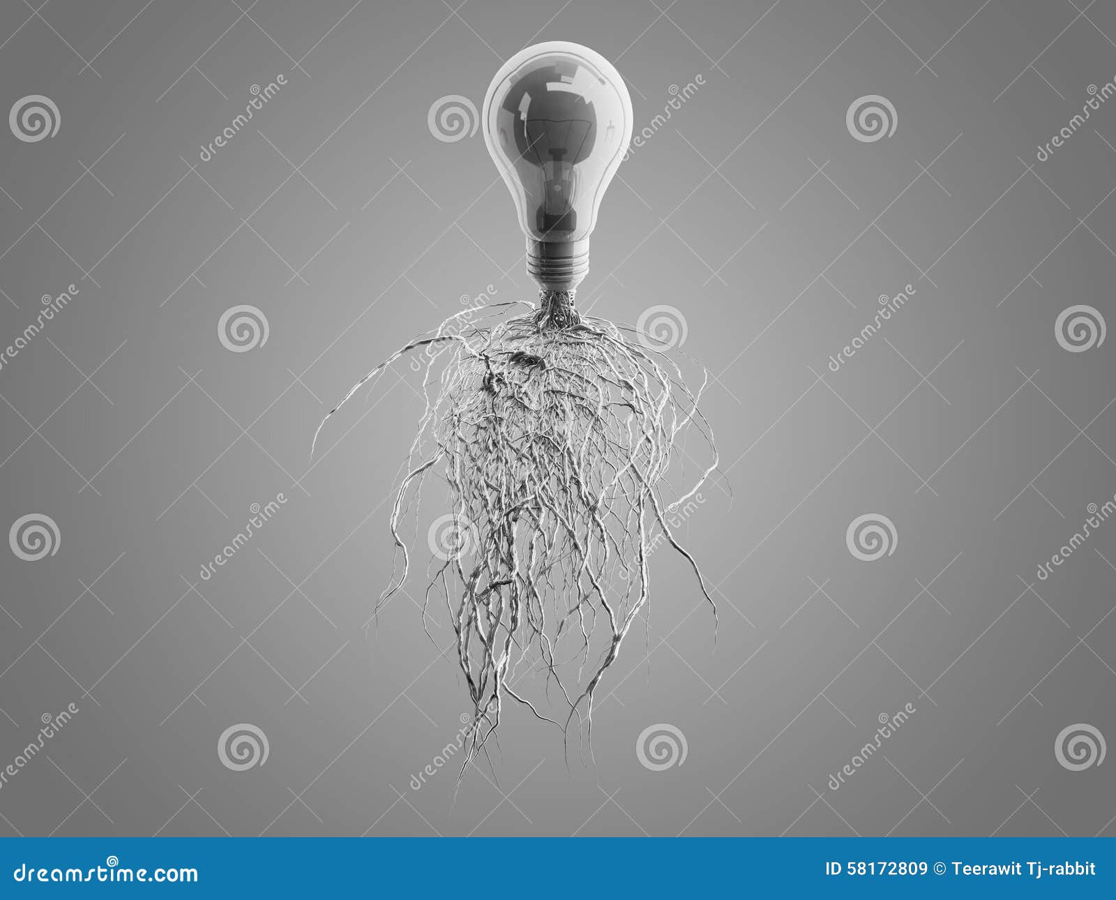 Light Bulb with Roots and Emerged on the Icon with Roots. Stock ...