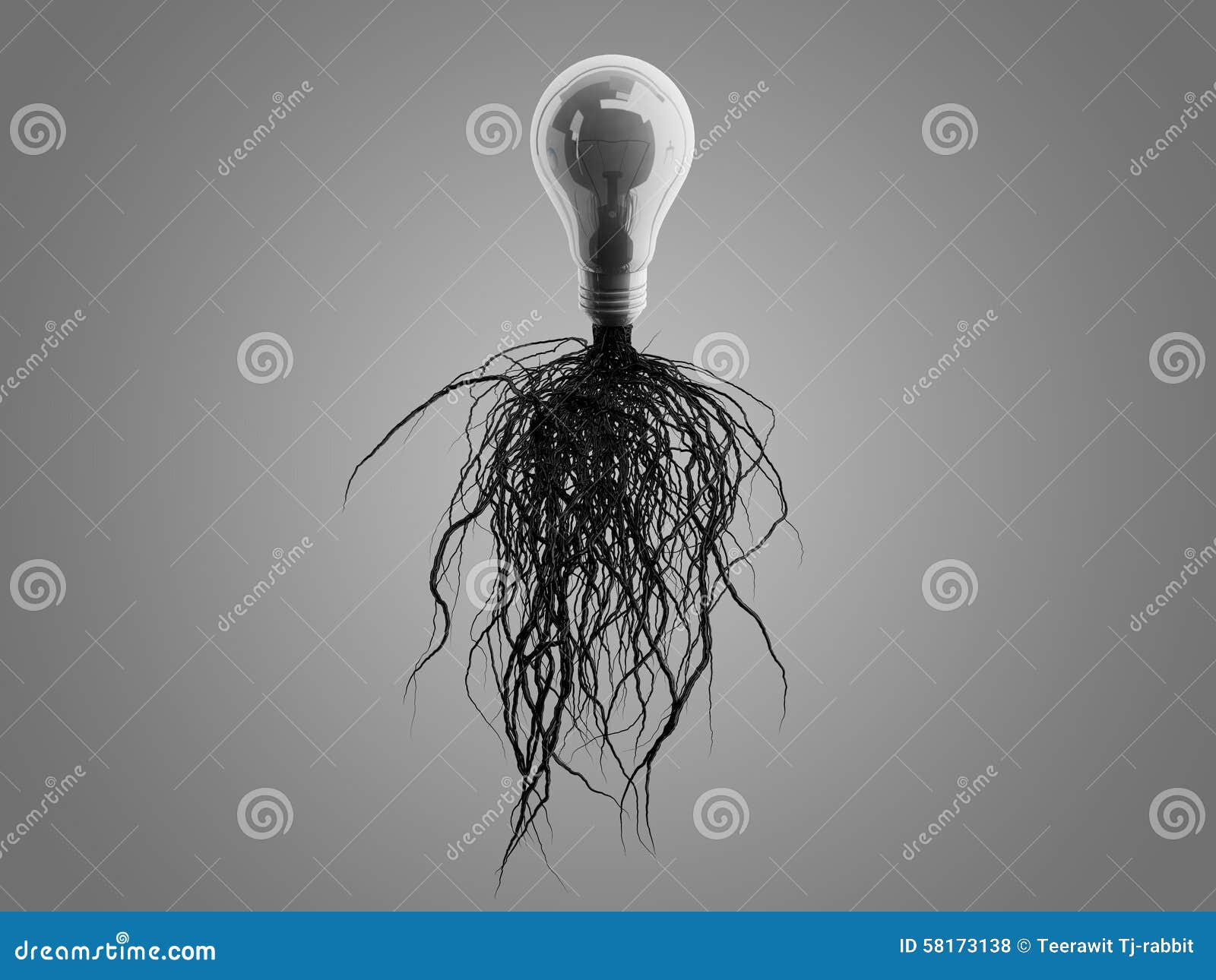 Light Bulb with Roots and Emerged on the Icon with Roots. Stock ...