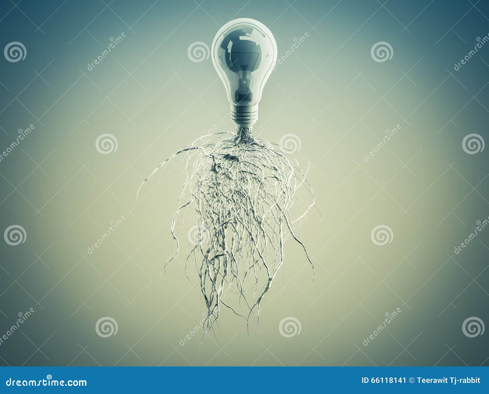 Light Bulb with Roots and Emerged on the Icon with Roots. Stock ...