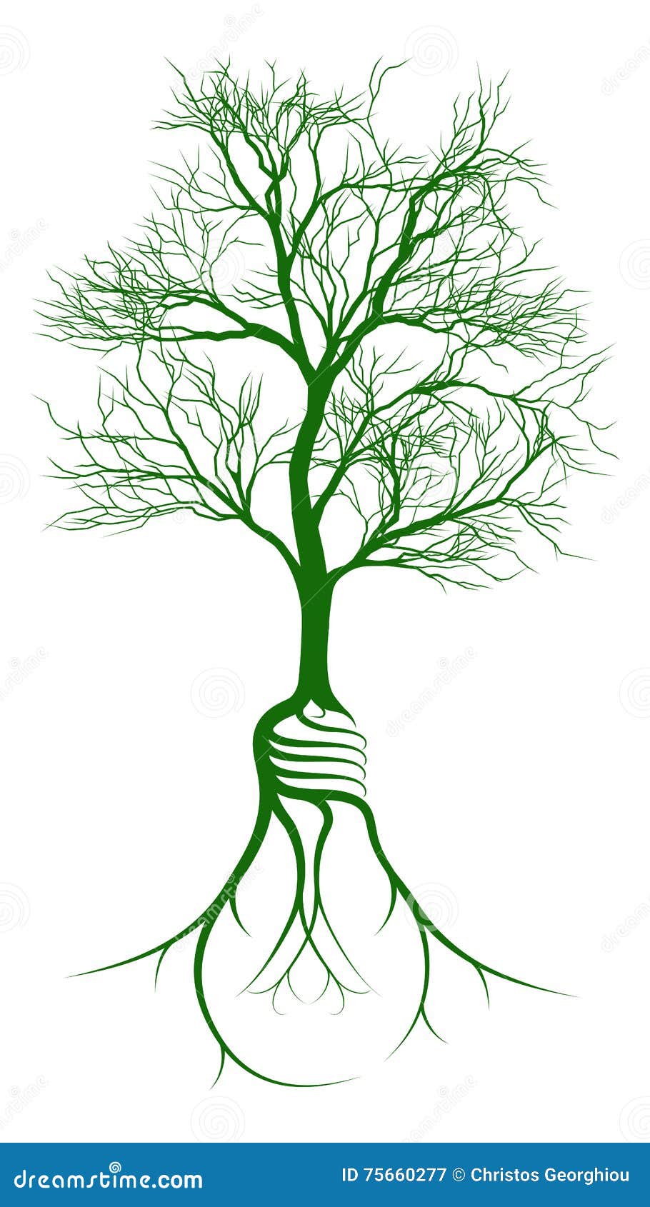 Light Bulb Roots Tree stock vector. Illustration of education - 75660277