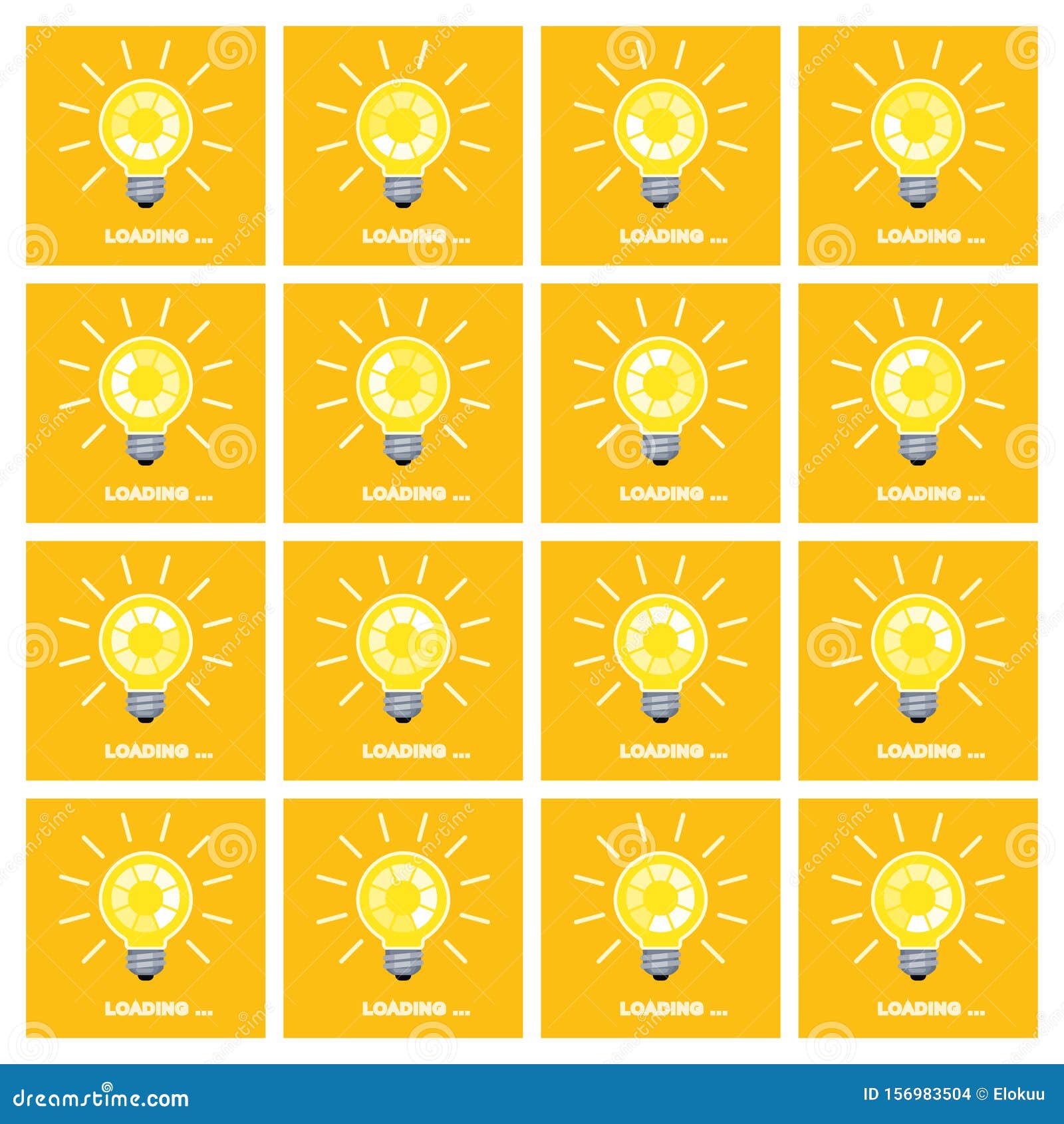 Light Bulb With Rotating Preloader Animation Flat Vector Illustration ...