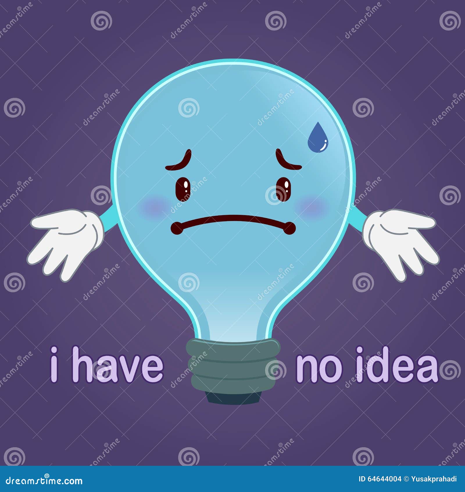 Light Bulb with Sad Face Have No Idea Concept Stock Vector ...