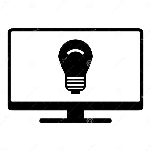 Light bulb and screen stock vector. Illustration of desktop - 168140893