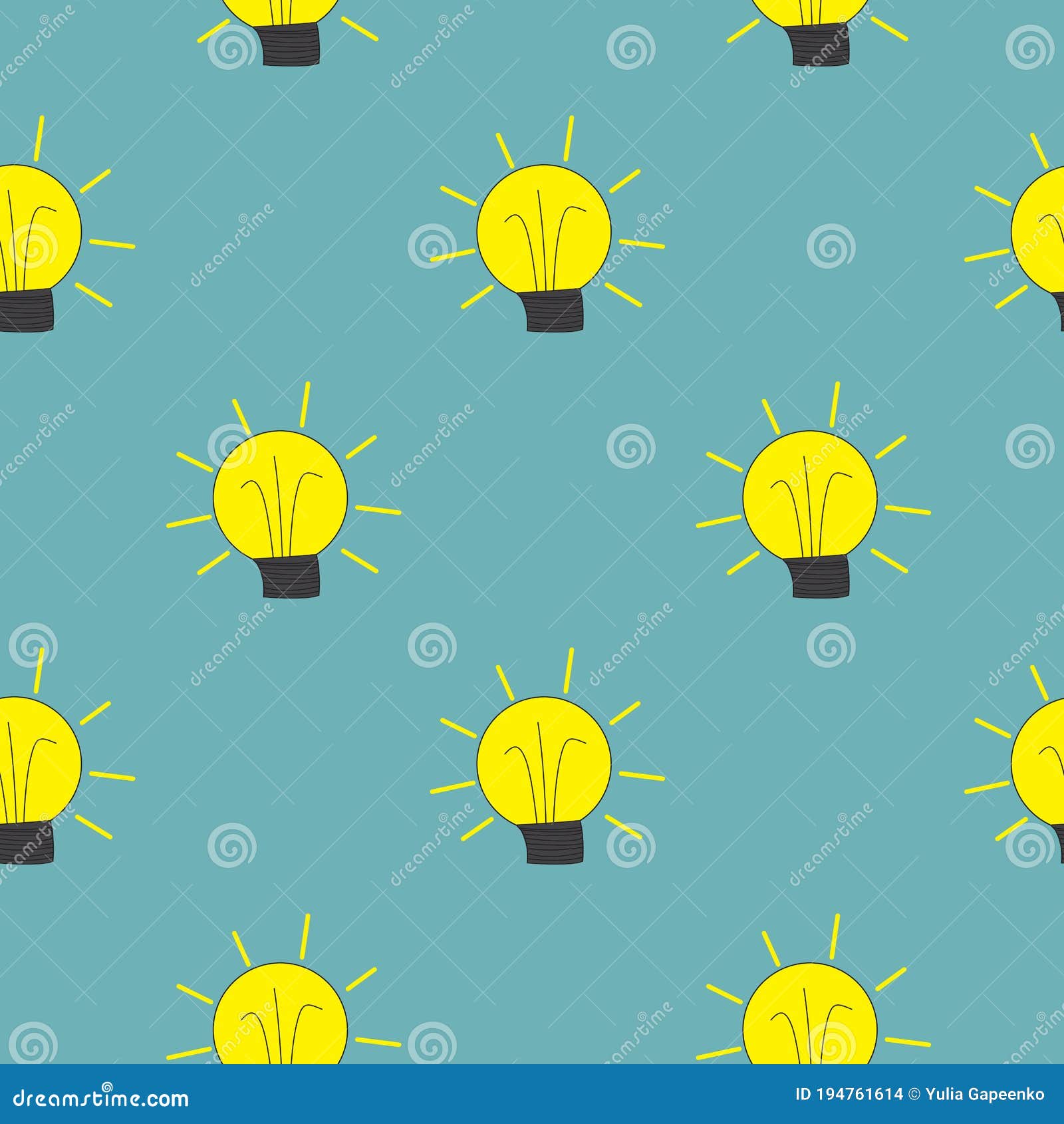 Light Bulb Seamless Pattern Background Vector Illustration Stock ...
