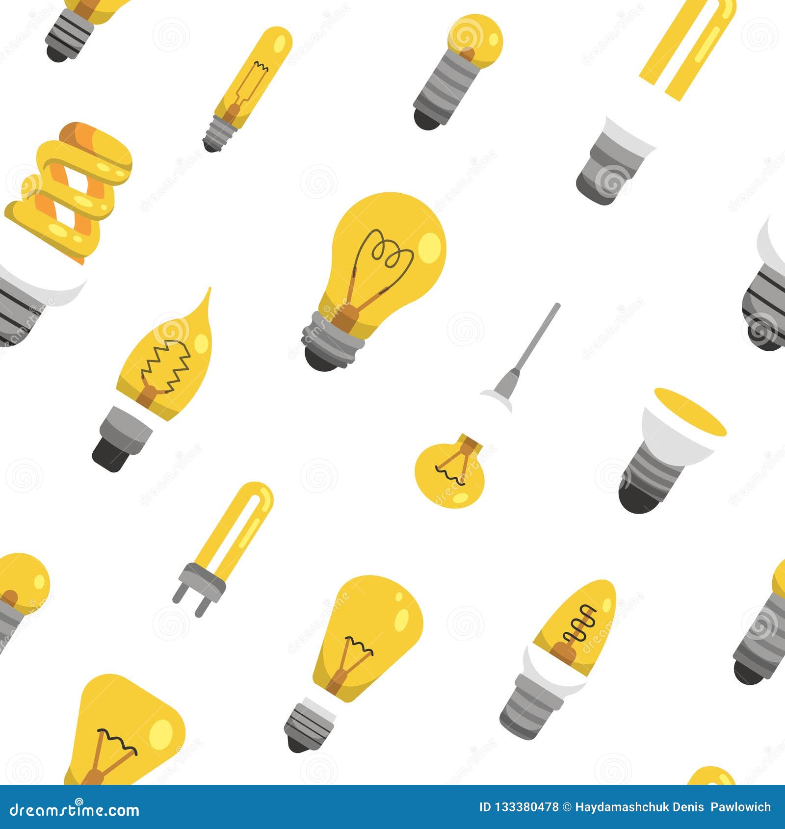 Light Bulb Seamless Pattern. Color Lamp Background Vector. Stock Vector ...