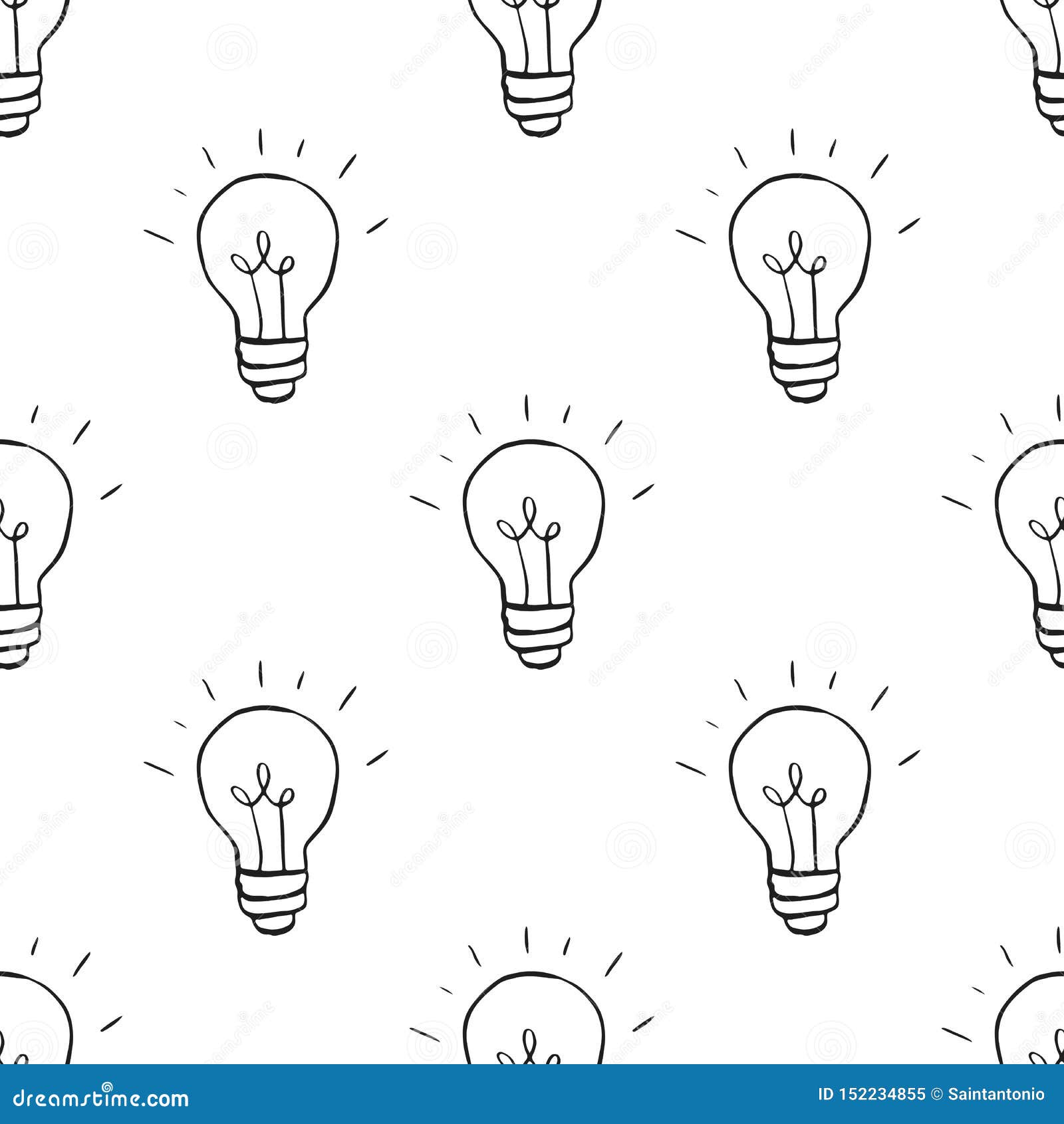 Light Bulb Seamless Pattern Hand Drawn. Vector Illustration Stock ...