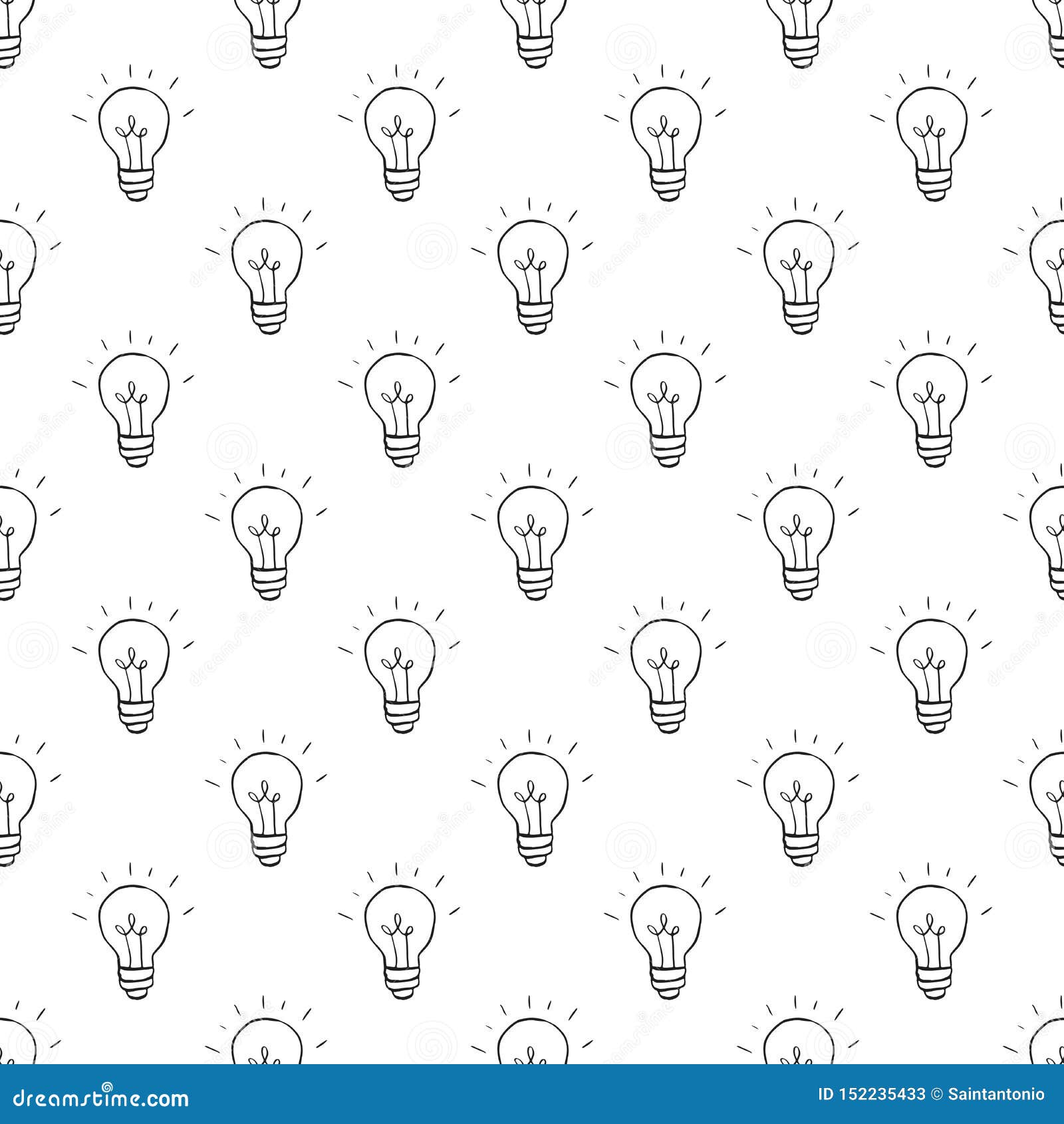 Light Bulb Seamless Pattern Hand Drawn. Vector Illustration Stock ...