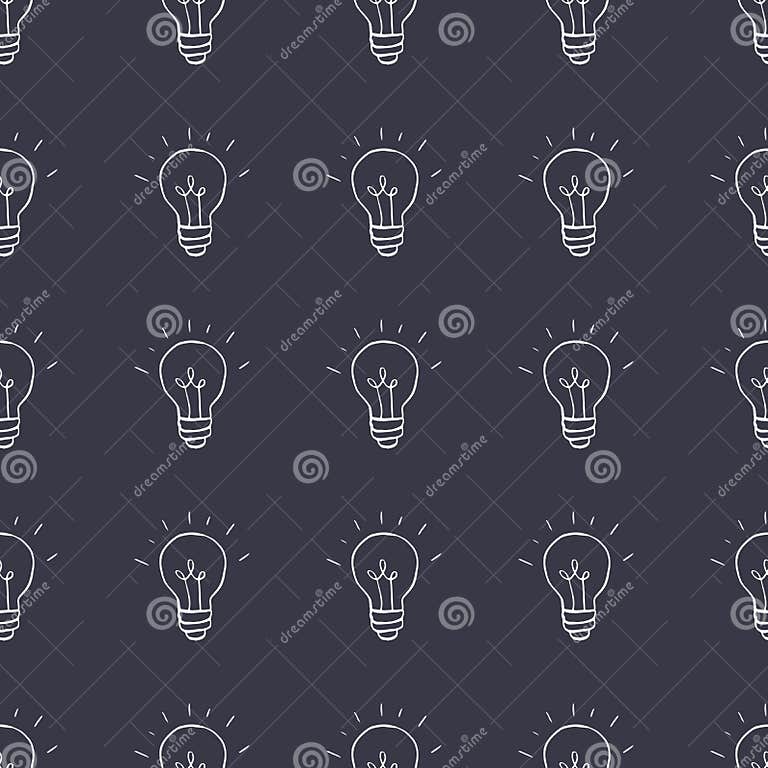 Light Bulb Seamless Pattern Hand Drawn. Vector Illustration Stock ...