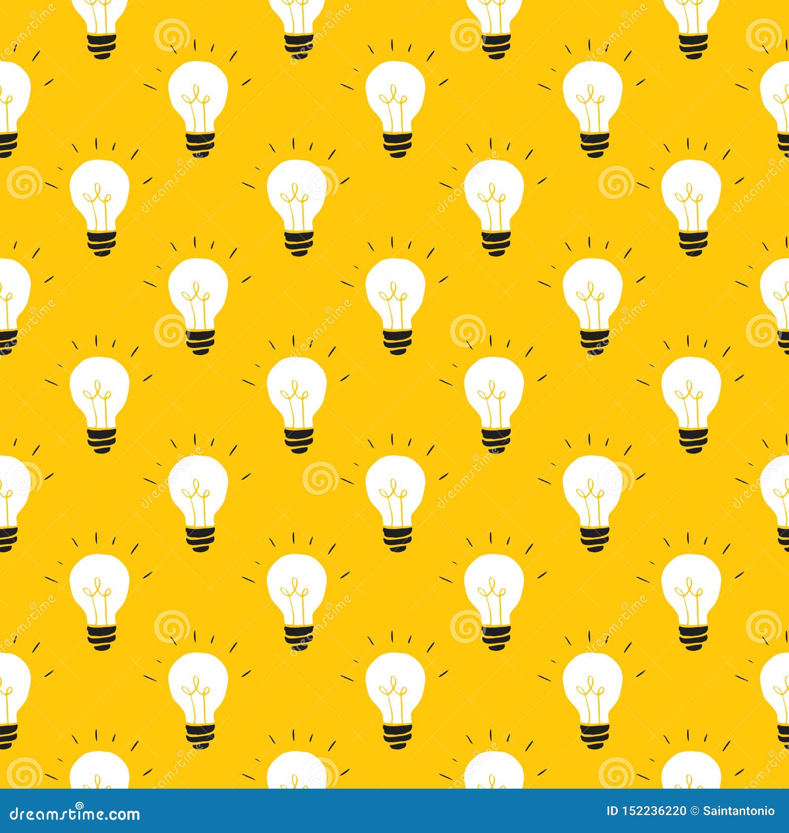 Light Bulb Seamless Pattern Hand Drawn. Vector Illustration Stock ...