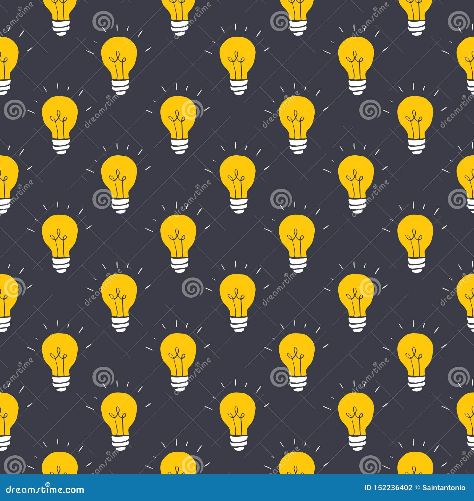 Light Bulb Seamless Pattern Hand Drawn. Vector Illustration Stock ...