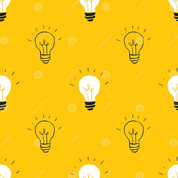 Light Bulb Seamless Pattern Hand Drawn. Vector Illustration Stock ...