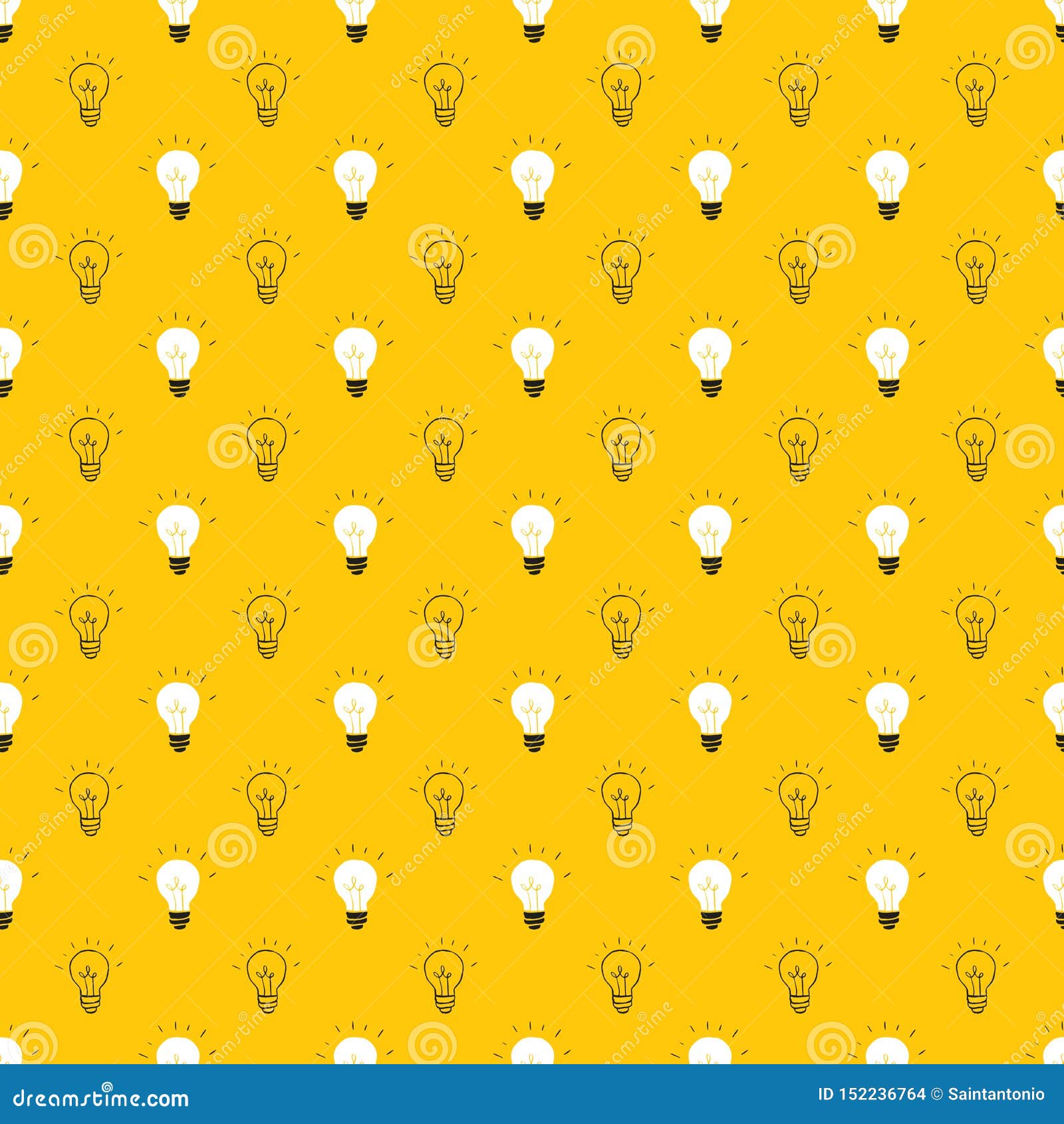 Light Bulb Seamless Pattern Hand Drawn. Vector Illustration Stock ...