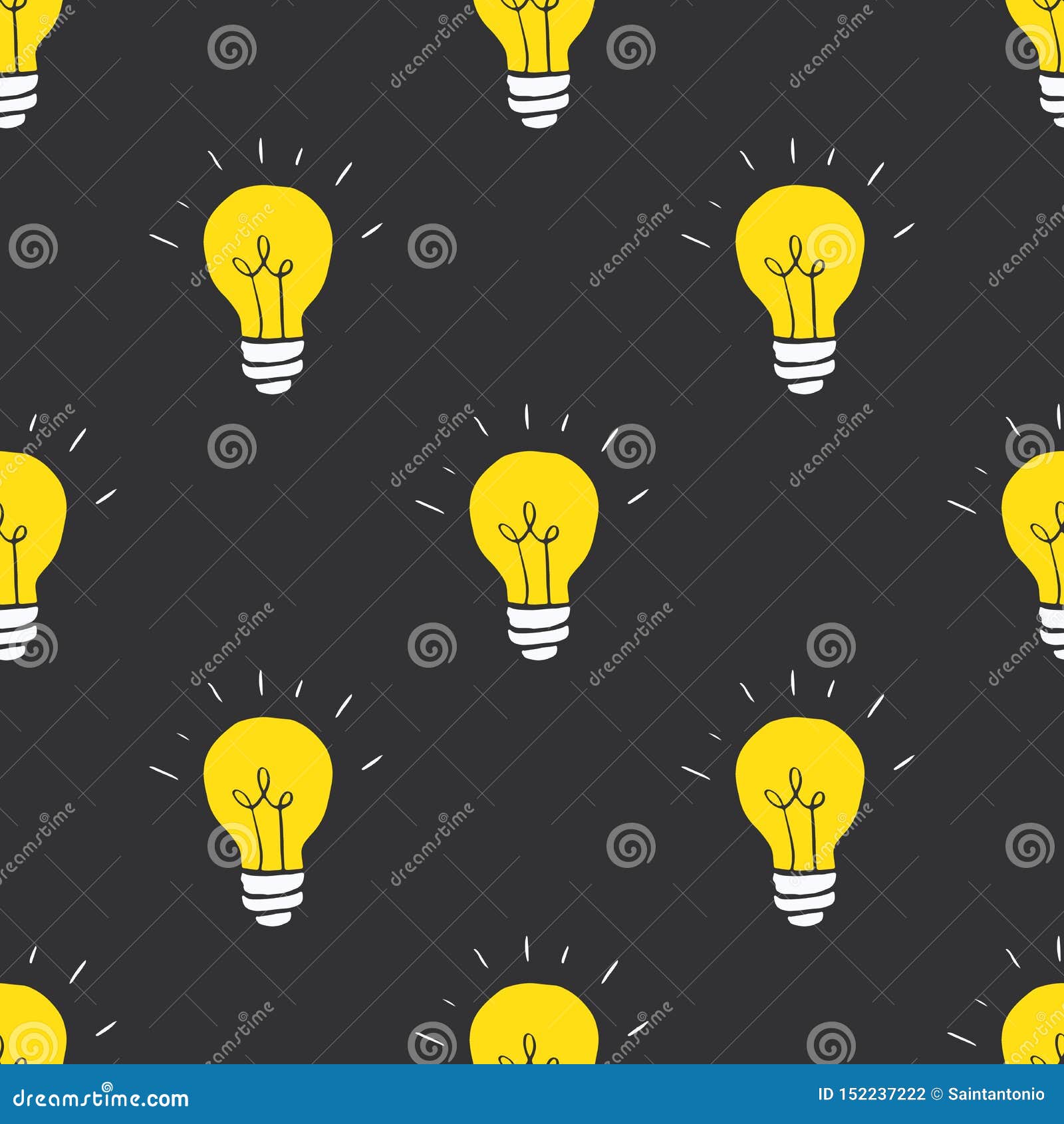 Light Bulb Seamless Pattern Hand Drawn. Vector Illustration Stock ...