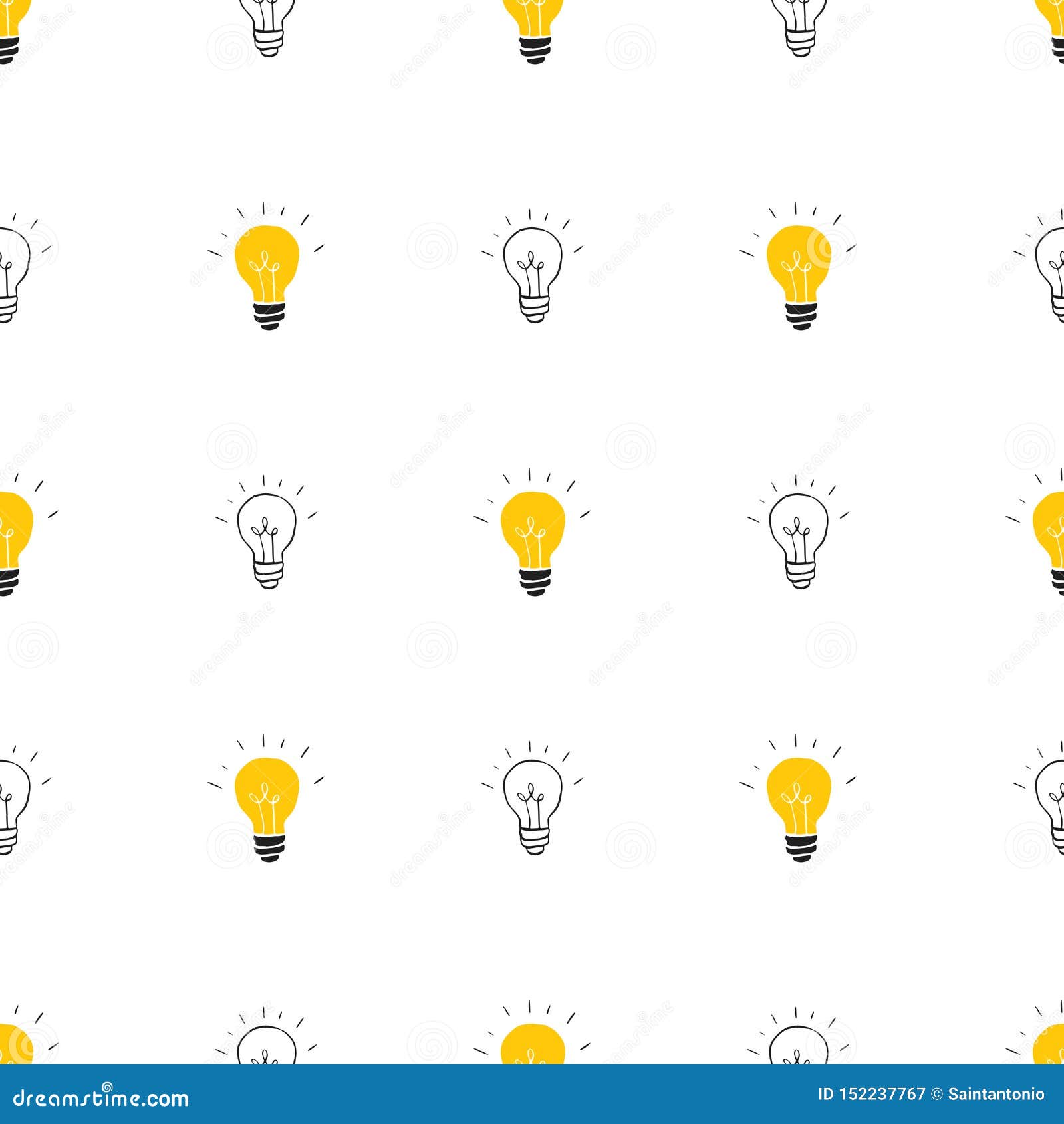 Light Bulb Seamless Pattern Hand Drawn. Vector Illustration Stock ...