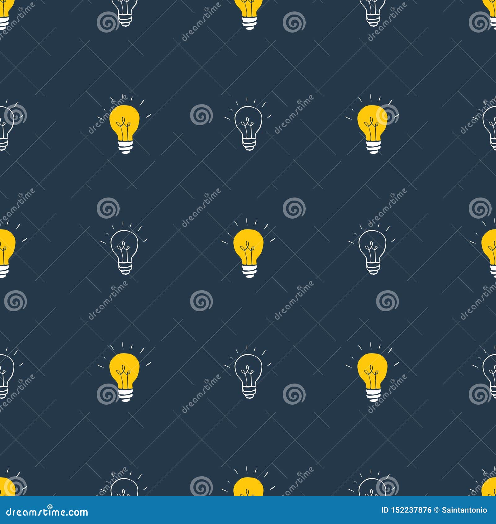 Light Bulb Seamless Pattern Hand Drawn. Vector Illustration Stock ...
