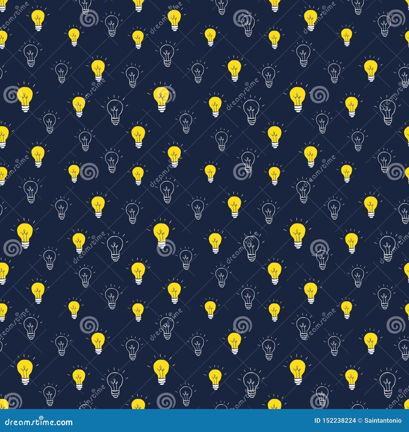 Light Bulb Seamless Pattern Hand Drawn. Vector Illustration Stock ...