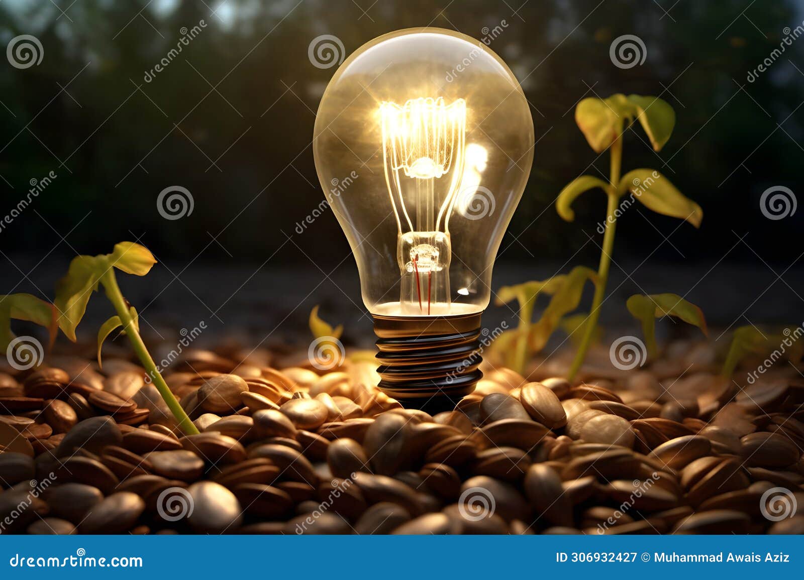 Light Bulb with Seedlings Growing Out of the Ground - Ai Generated ...