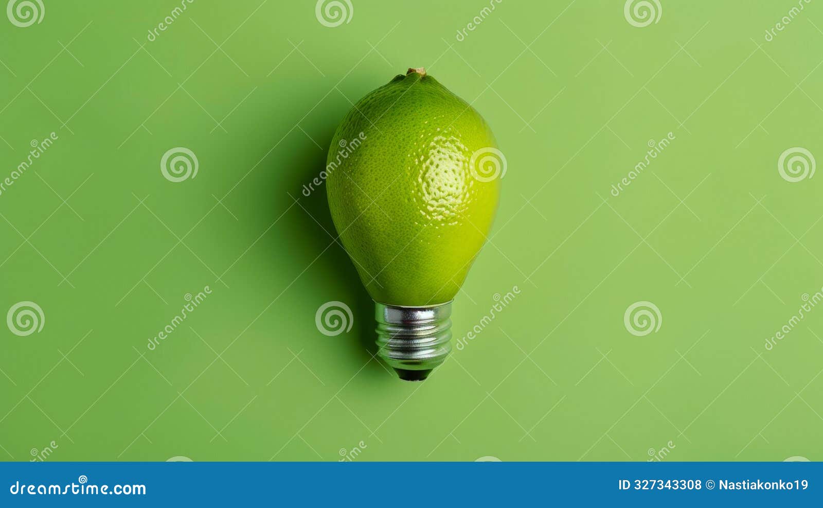 Light Bulb Shaped Like a Lime on Green Background, Creative Concept ...