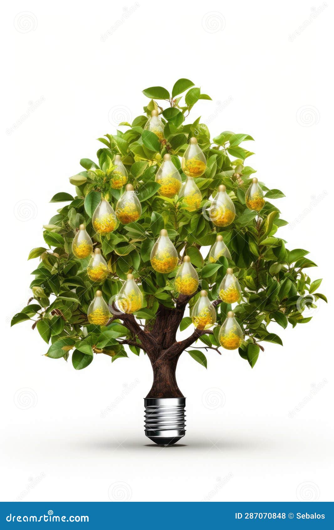 A Light Bulb Shaped Like a Pear Tree with Pears Growing Out of it Stock ...