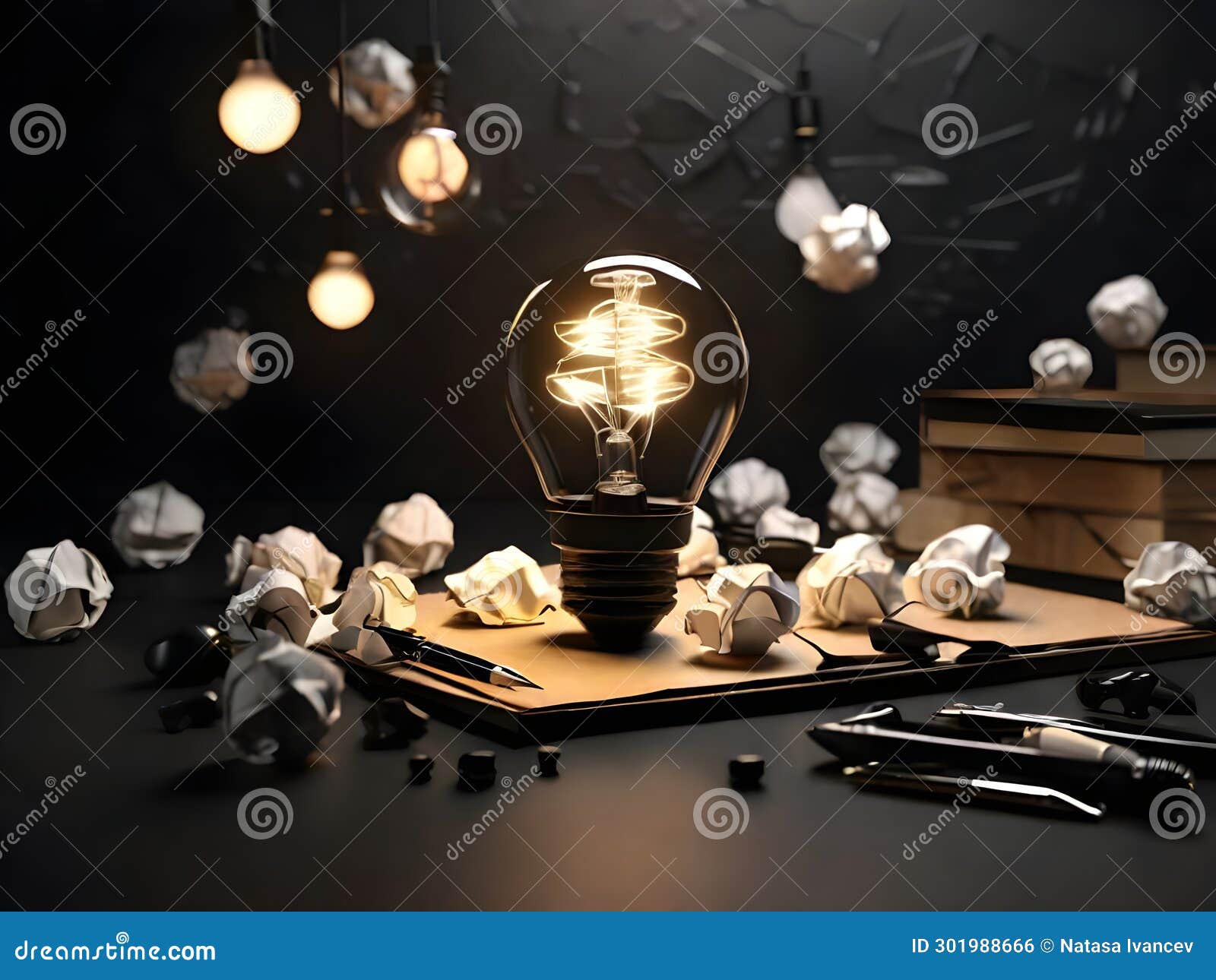 Light Bulb Shining. the Idea for Engineering, Building or Construction ...