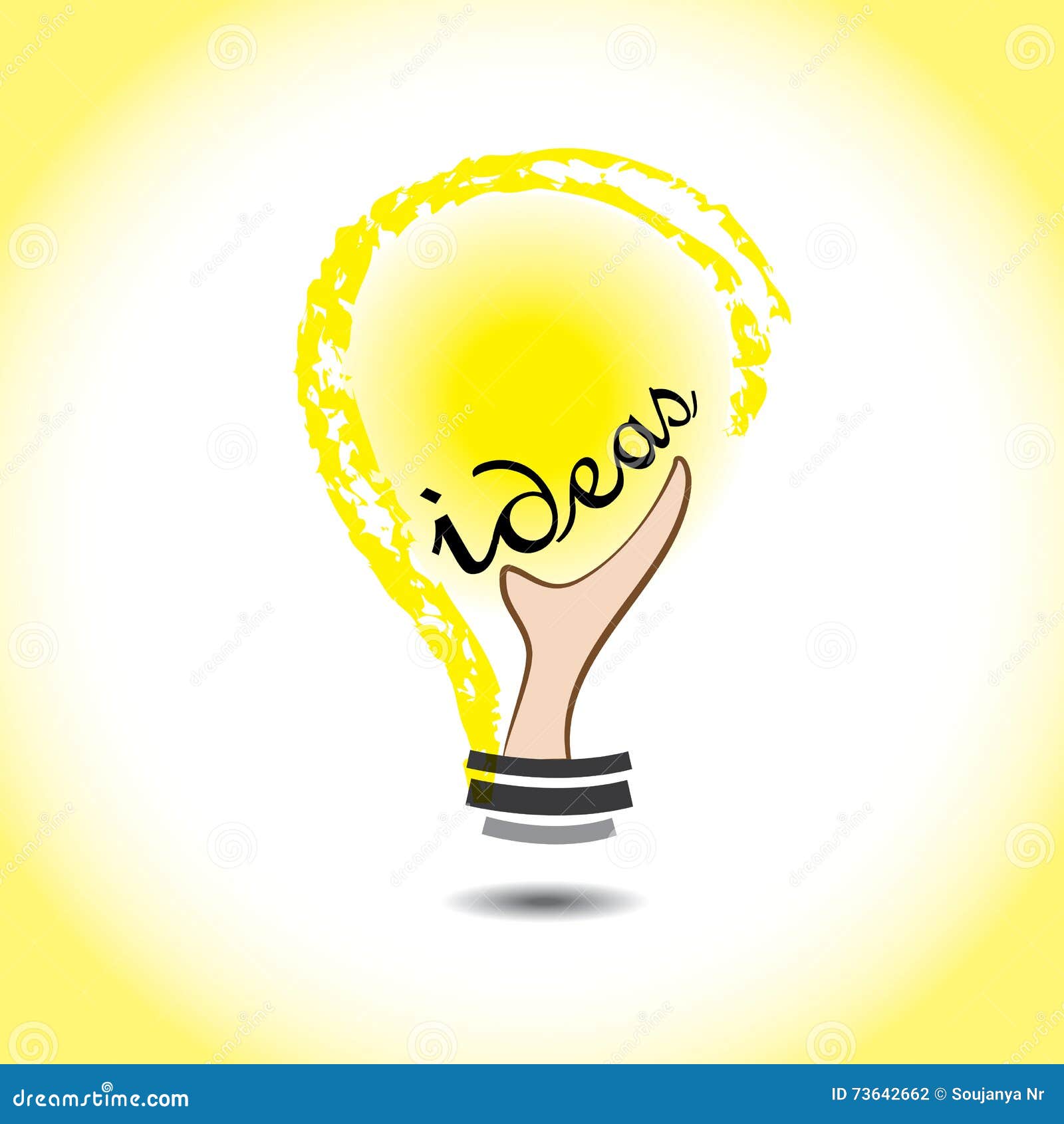 Light Bulb Shining with Ideas Stock Illustration - Illustration of hand ...