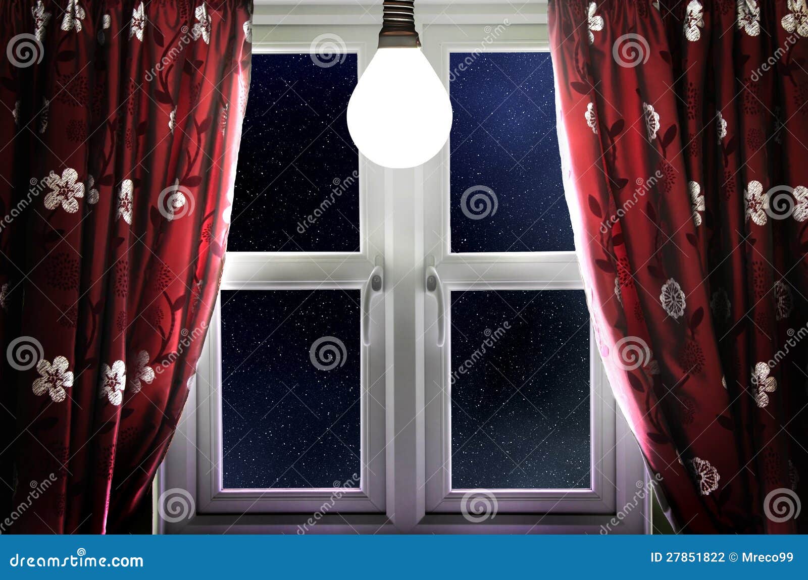 Light Bulb Shining in Window Stock Photo - Image of exposure, misty ...