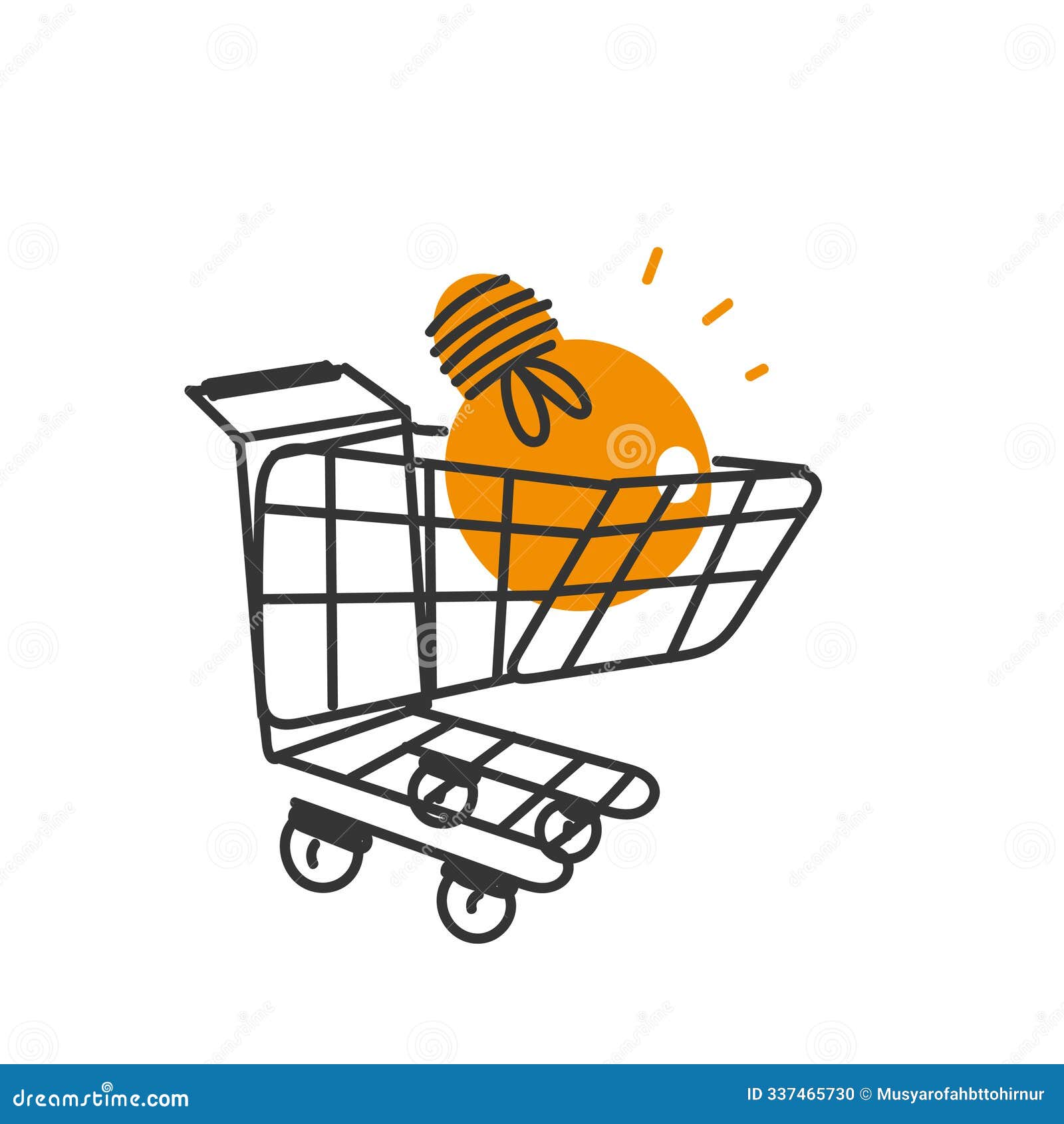 Light Bulb in the Shopping Cart Illustration in Doodle Style Stock ...