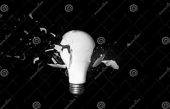 Light Bulb Shot and Shattering Stock Photo - Image of breaking ...